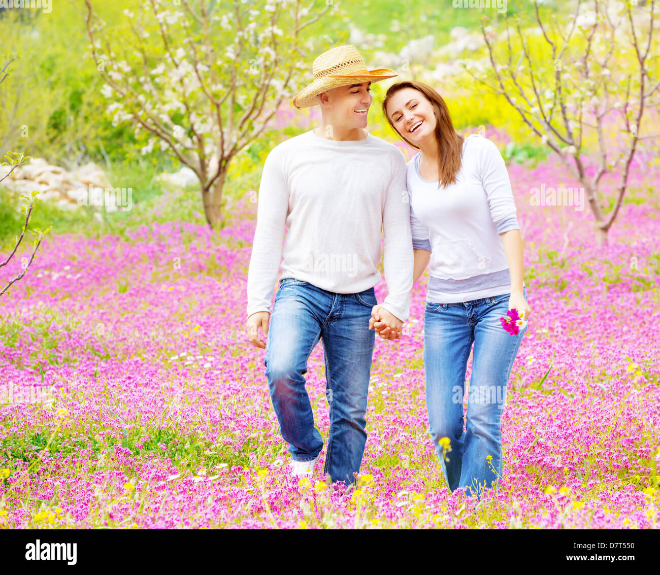 Couple In Love Outside In Springtime High Resolution Stock Photography ...
