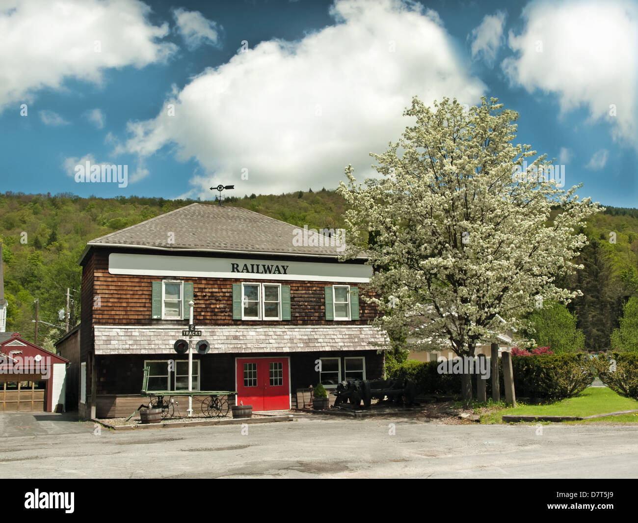 old-fashioned railway station in Roscoe New York in the Catskill ...