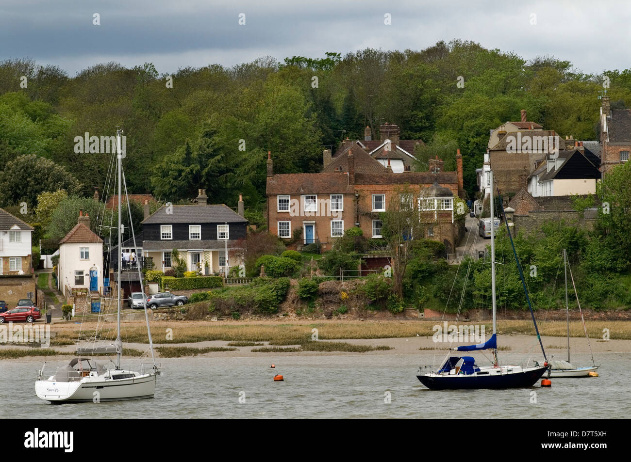 Upnor village Kent UK. From across the river Medway seen from Chatham ...
