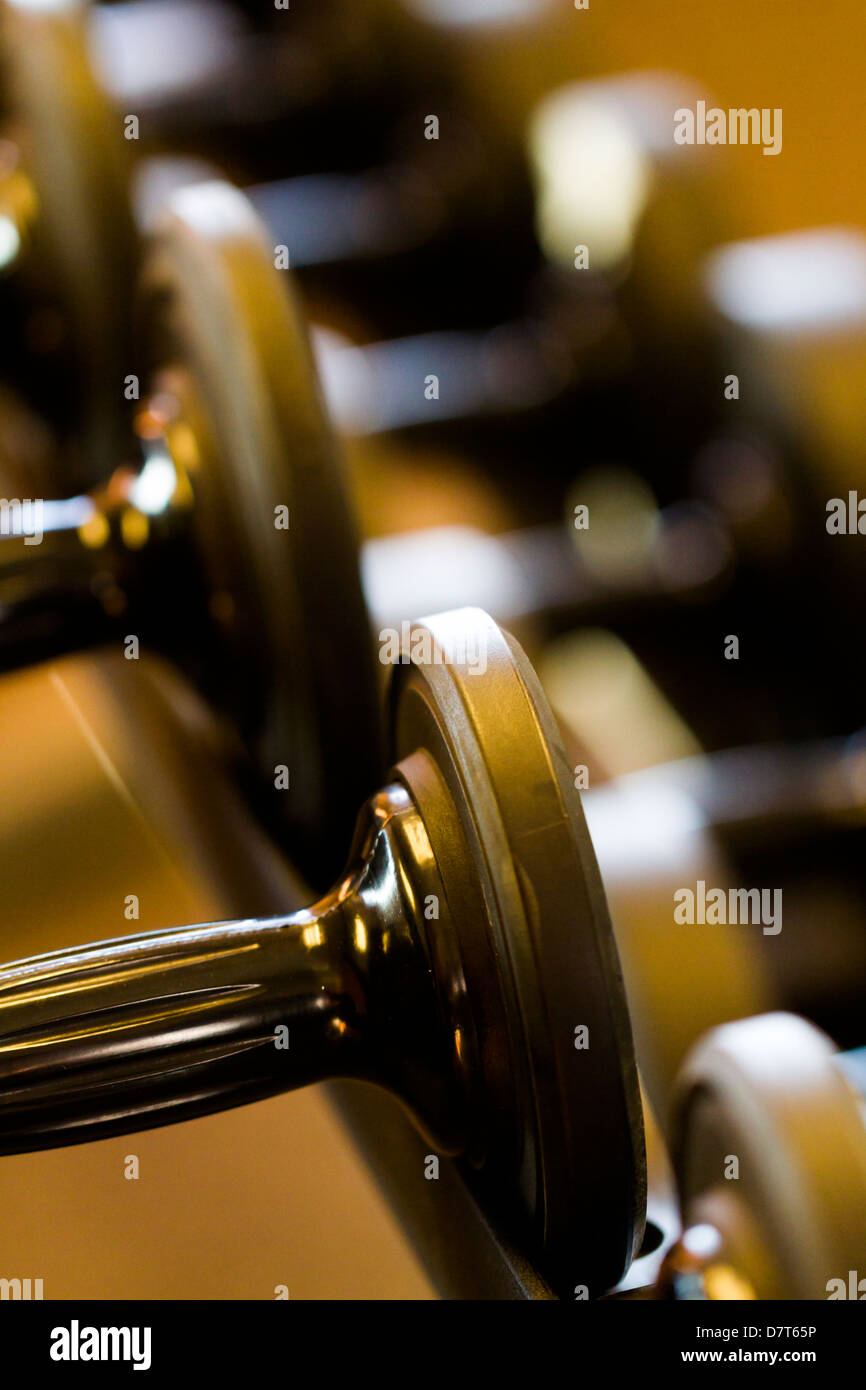 Set of weights in a small gym Stock Photo - Alamy