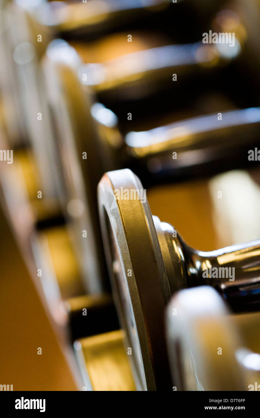 Set of weights in a small gym Stock Photo - Alamy