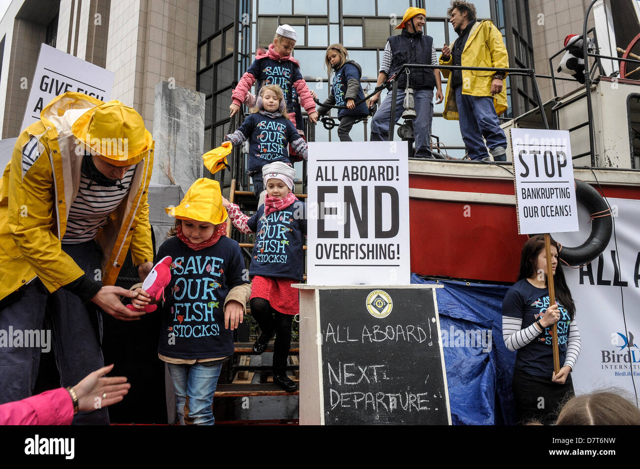Supporters of the conservationist body WWF, some of them standing on a ...