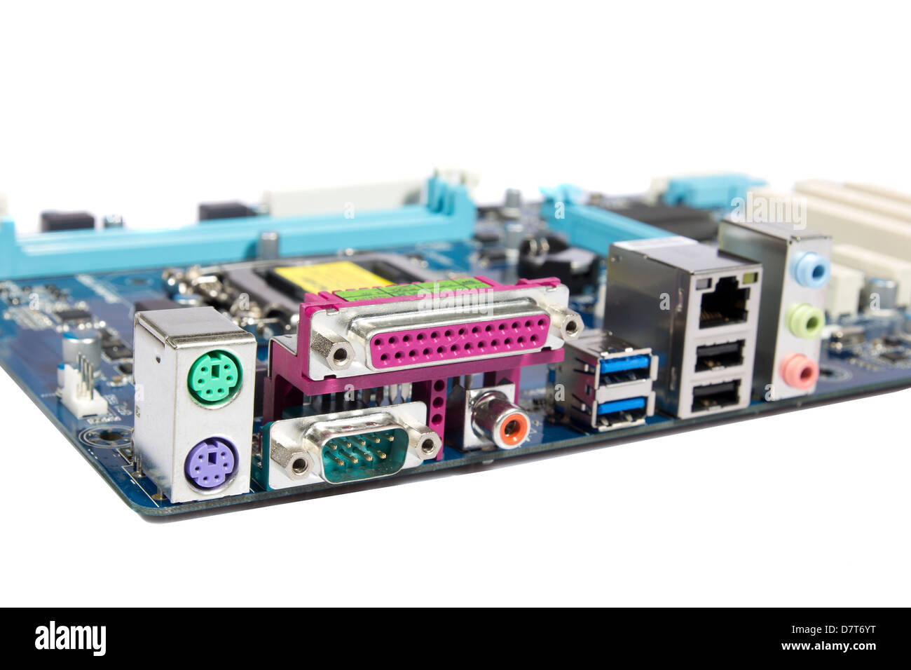 motherboard - computer parts on a white background Stock Photo - Alamy