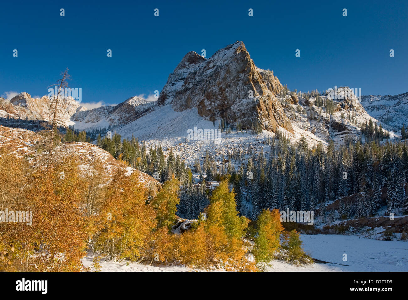 Lake Blanche Trail and Sundial Peak, early fall snow, Uinta-Wasatch ...