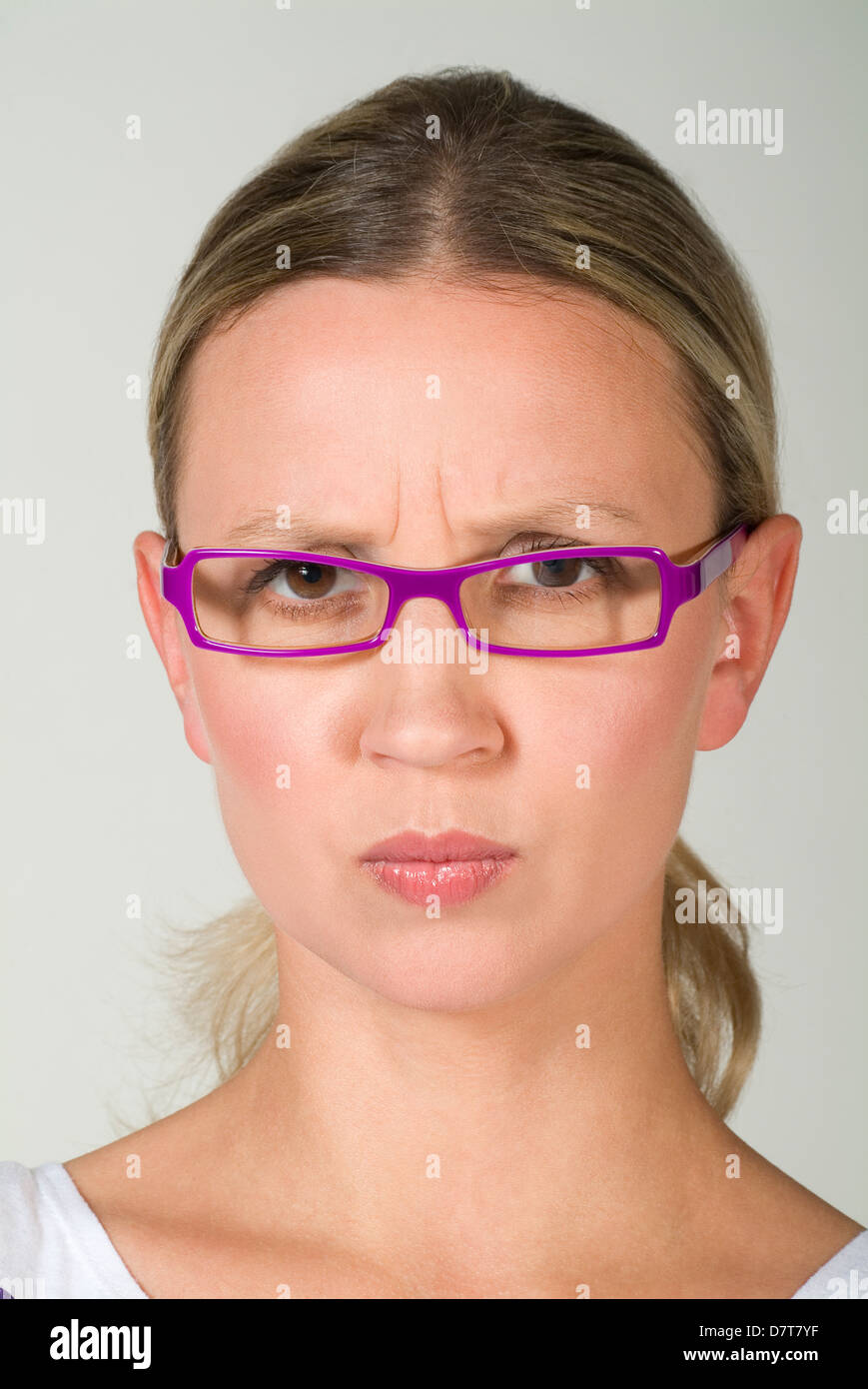 vision, sight, glasses, purple, woman, cheeky, expression, portrait ...
