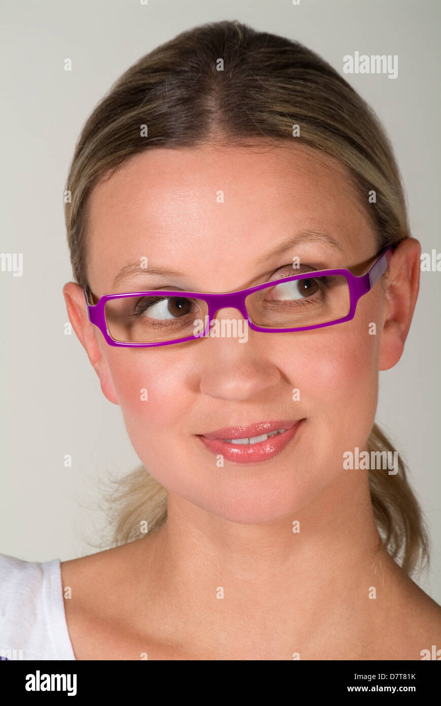 vision, sight, glasses, purple, woman, cheeky, expression, portrait ...