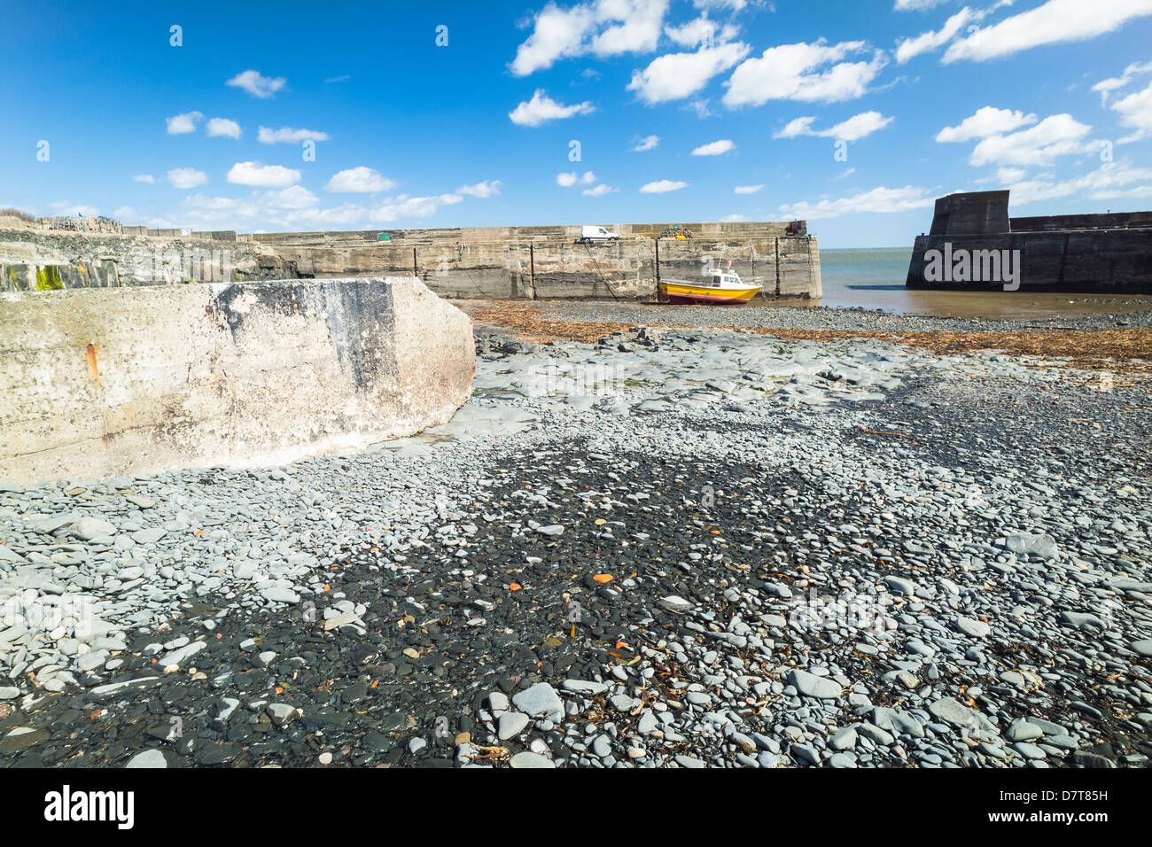 The harbour of the small fishing village of Craster in Northumberland ...