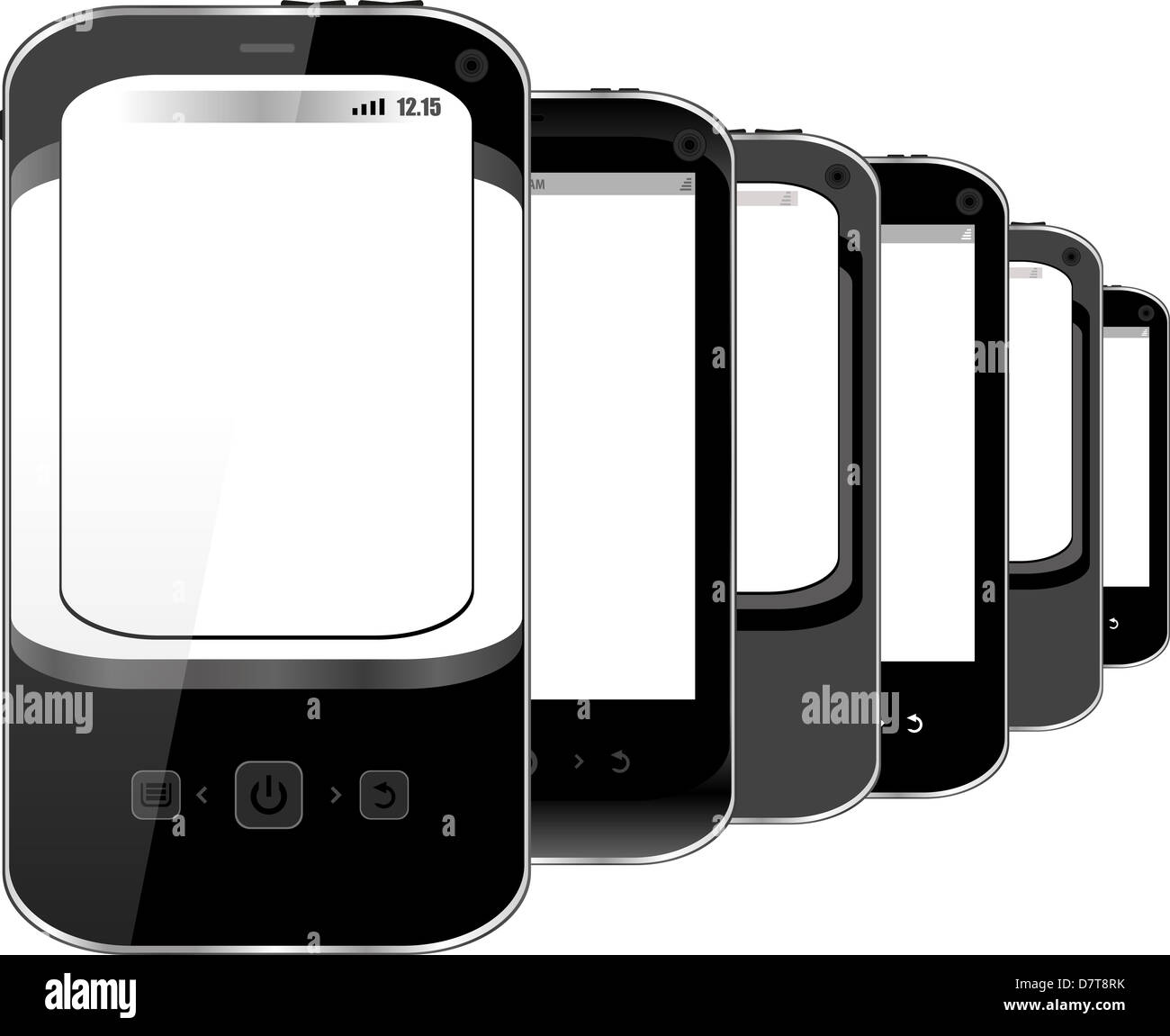 Photo-realistic illustration of different smart phones iphone with ...