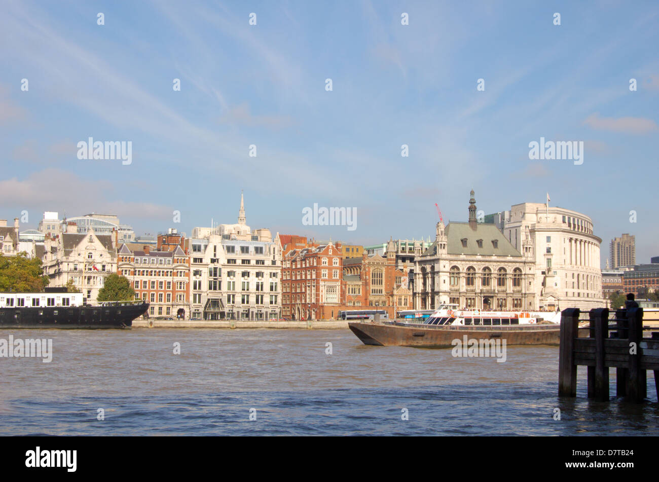 Victoria Embankment from the South bank in London, England Stock Photo ...