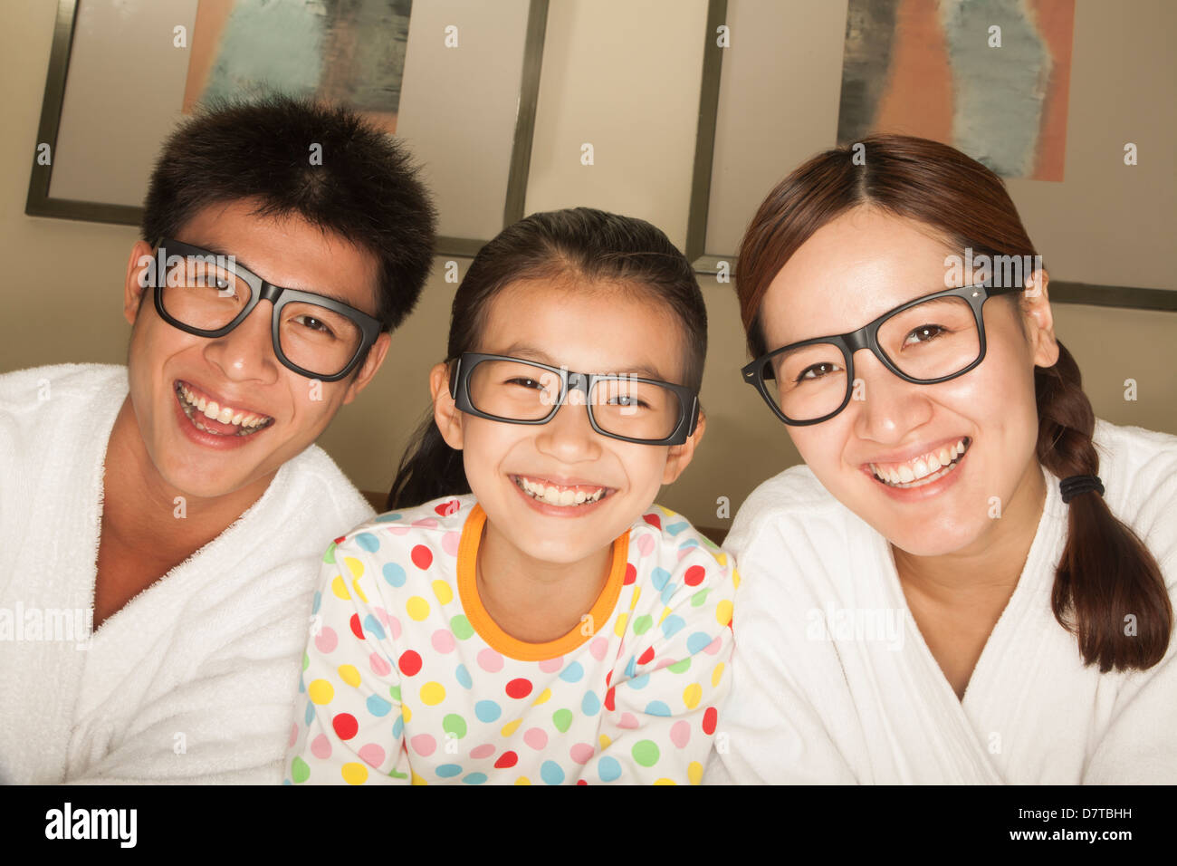 Happy Family with Glasses Stock Photo - Alamy