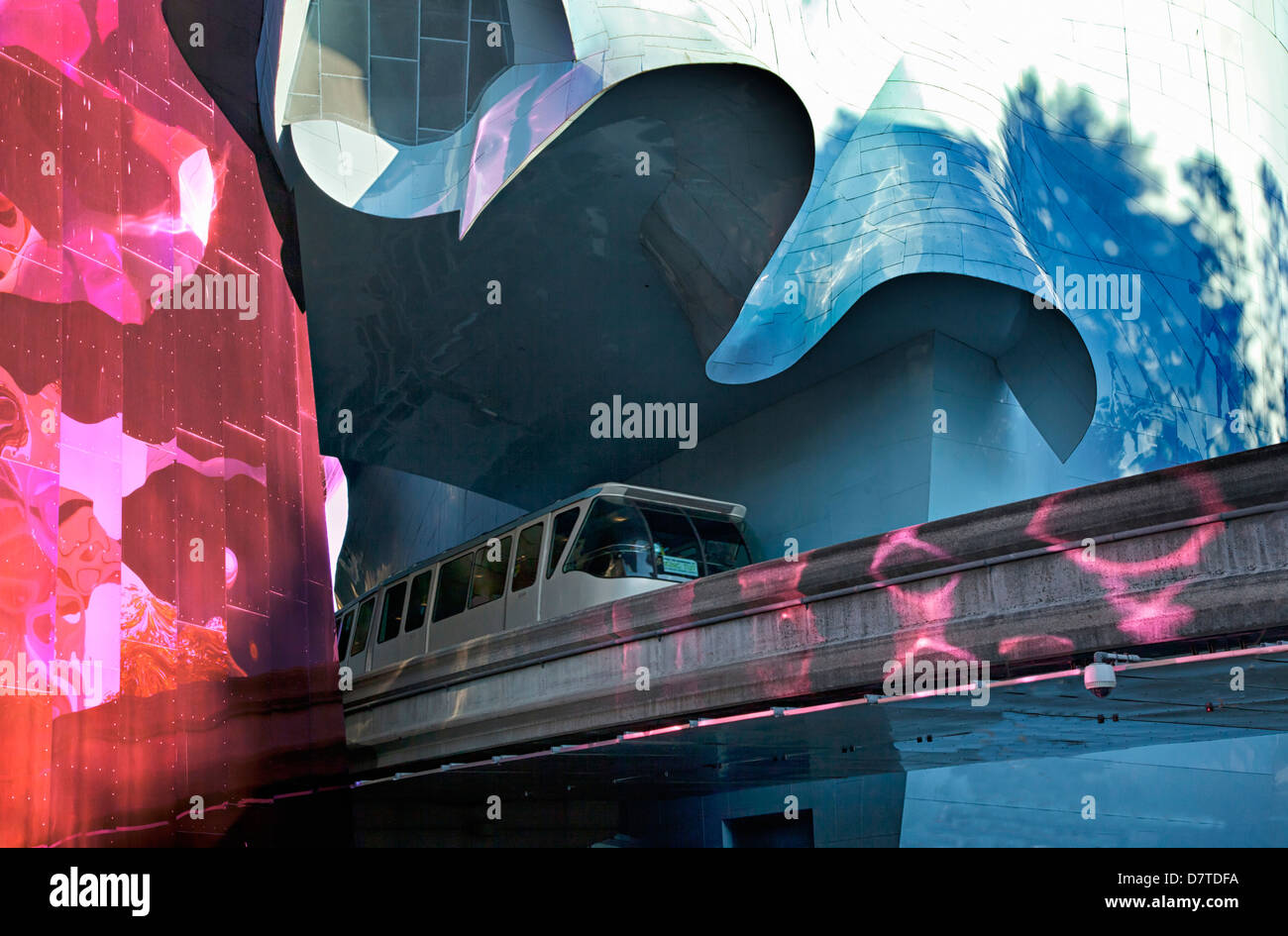 North America, USA, Washington, Seattle. Monorail tunnel through the ...