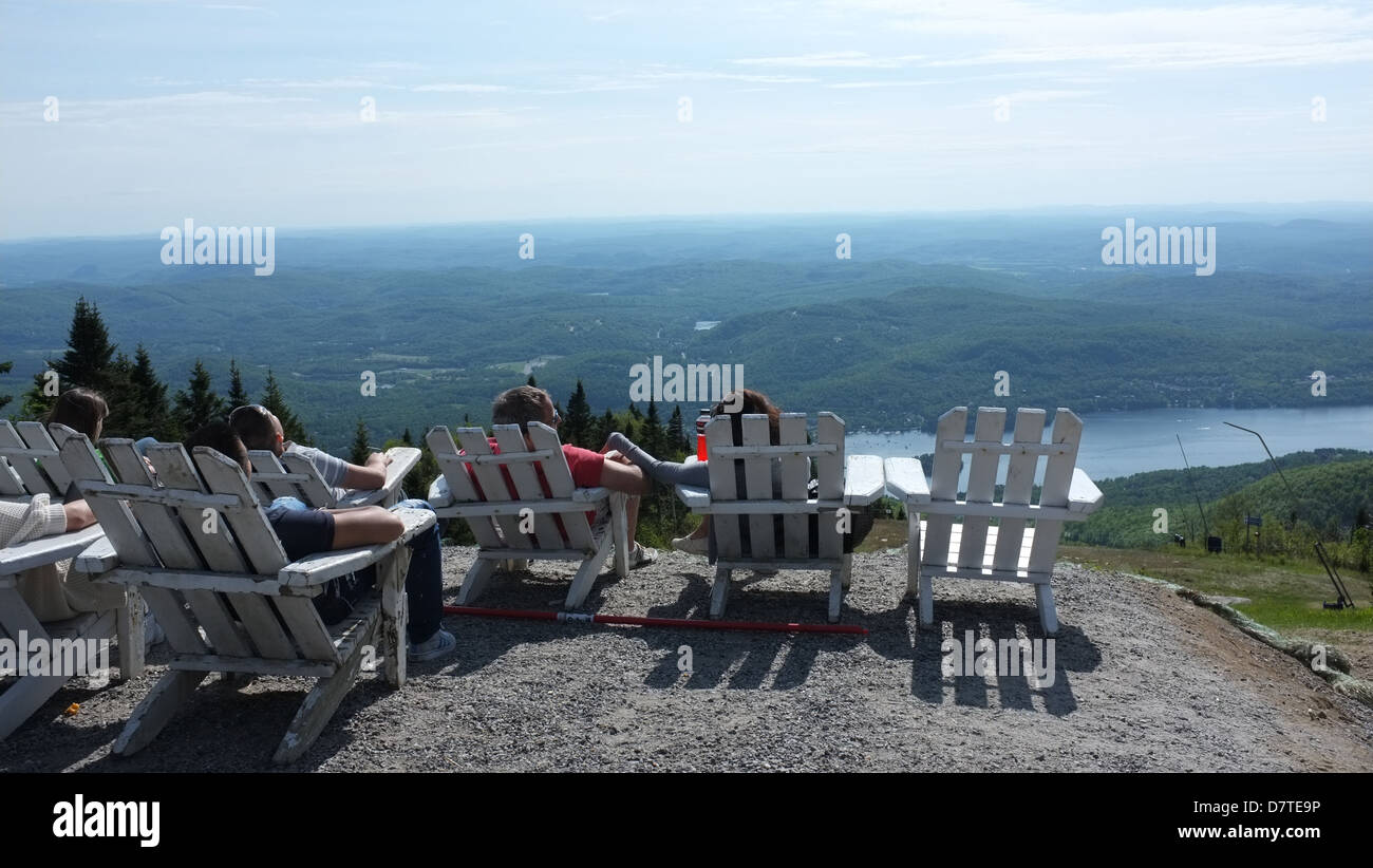 The summit look off at ski resort Mont-Tremblant, Quebec Stock Photo ...