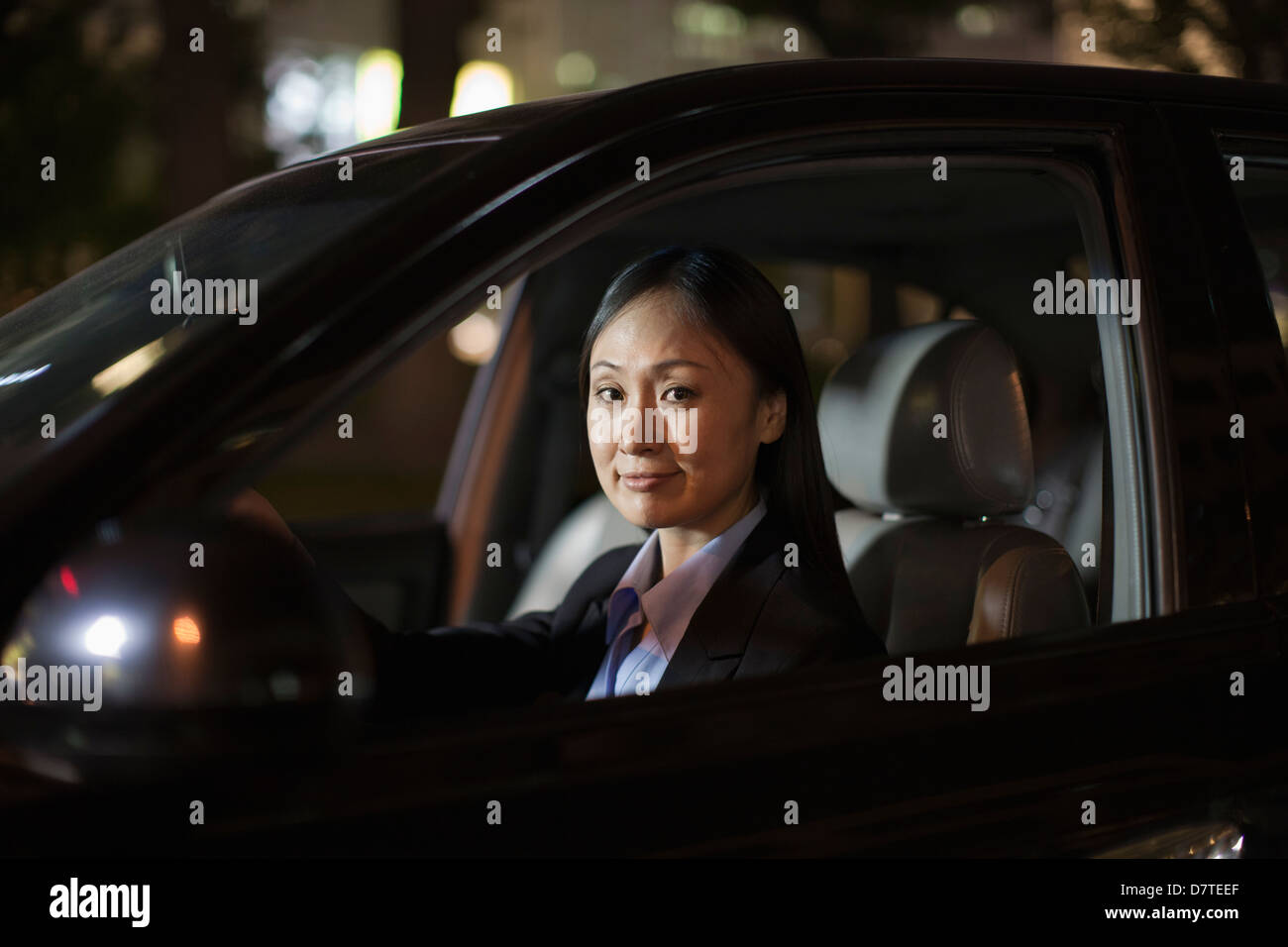 Old Fashioned Woman Driving Car