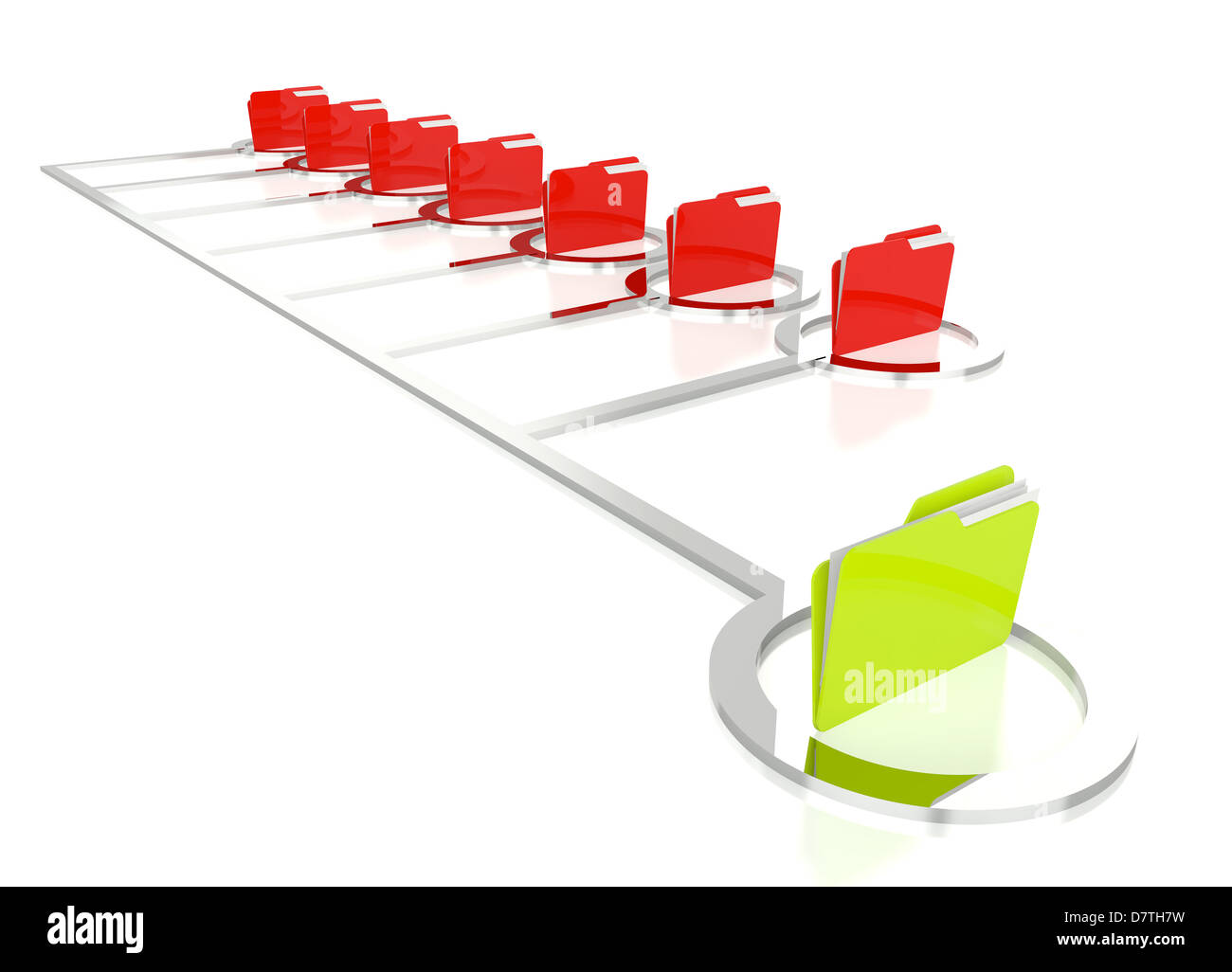 3d image of green file folder connected with red file folders Stock ...