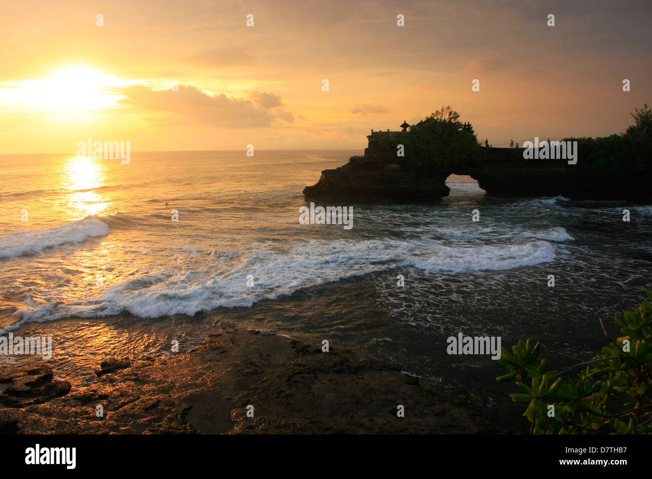 Tanah Lot temple at sunset, Bali, Indonesia Stock Photo - Alamy