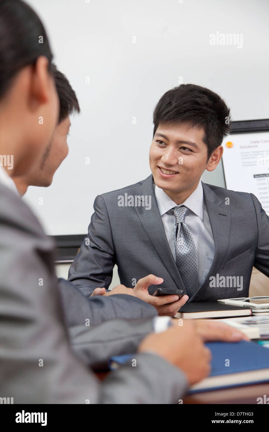 Communication sitting smiling authority conference table hi-res stock ...