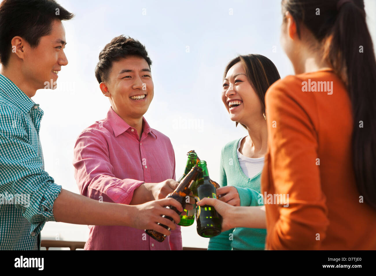 Friends Toasting Each Other on a Rooftop Stock Photo - Alamy