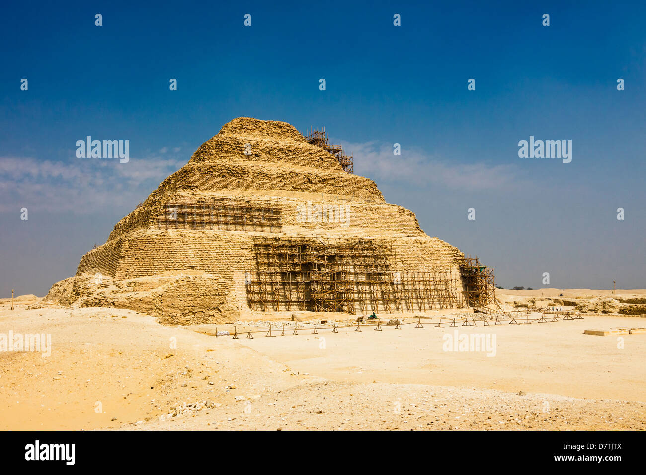 Step Pyramid of Zoser at Saqqara covered in scaffolding. Egypt Stock ...