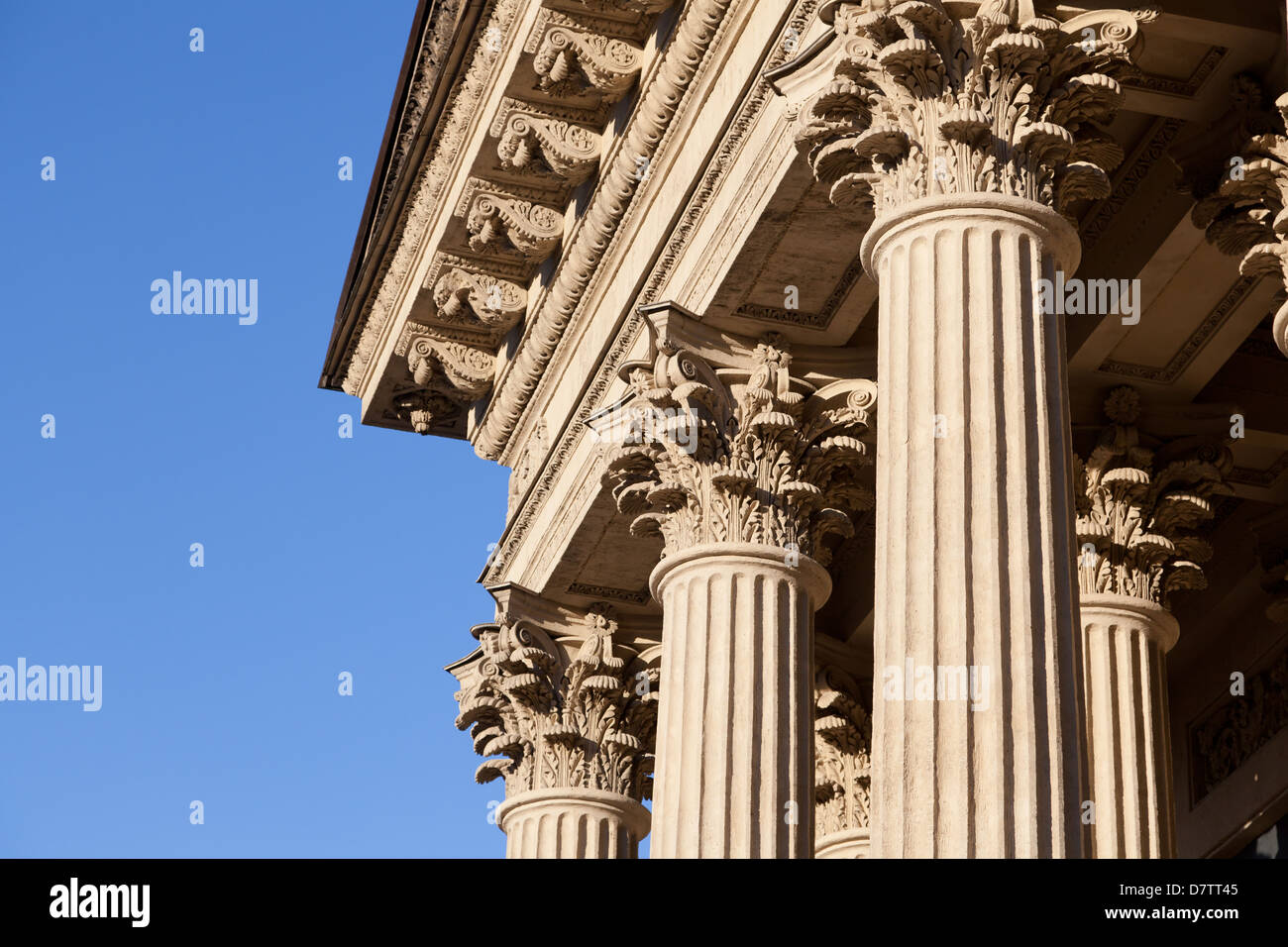 The upper part of the Corinthian style columns, Kazan Cathedral, St. Petersburg, Russia Stock ...