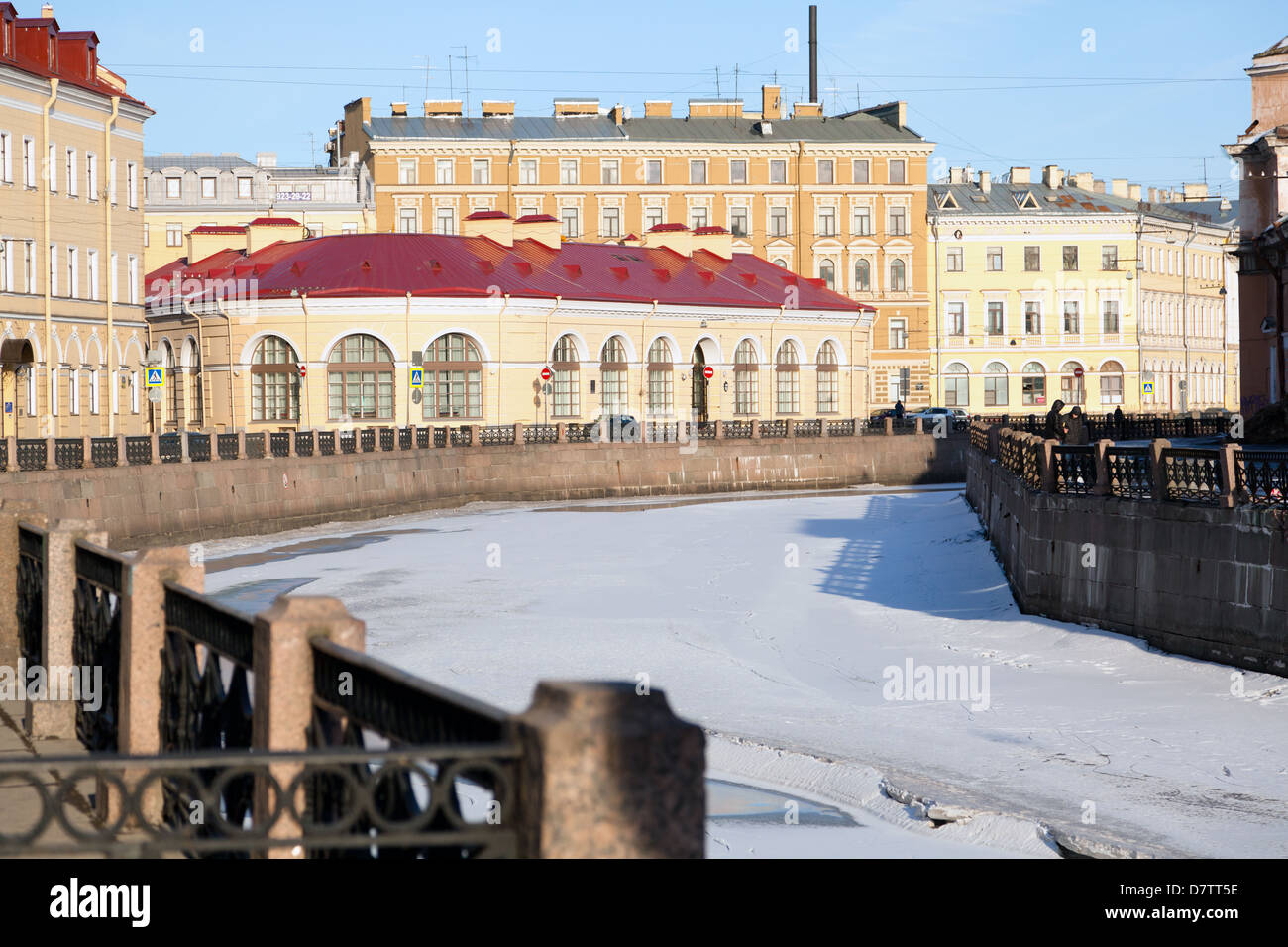 View of the Moika River and the old round market - a monument of ...