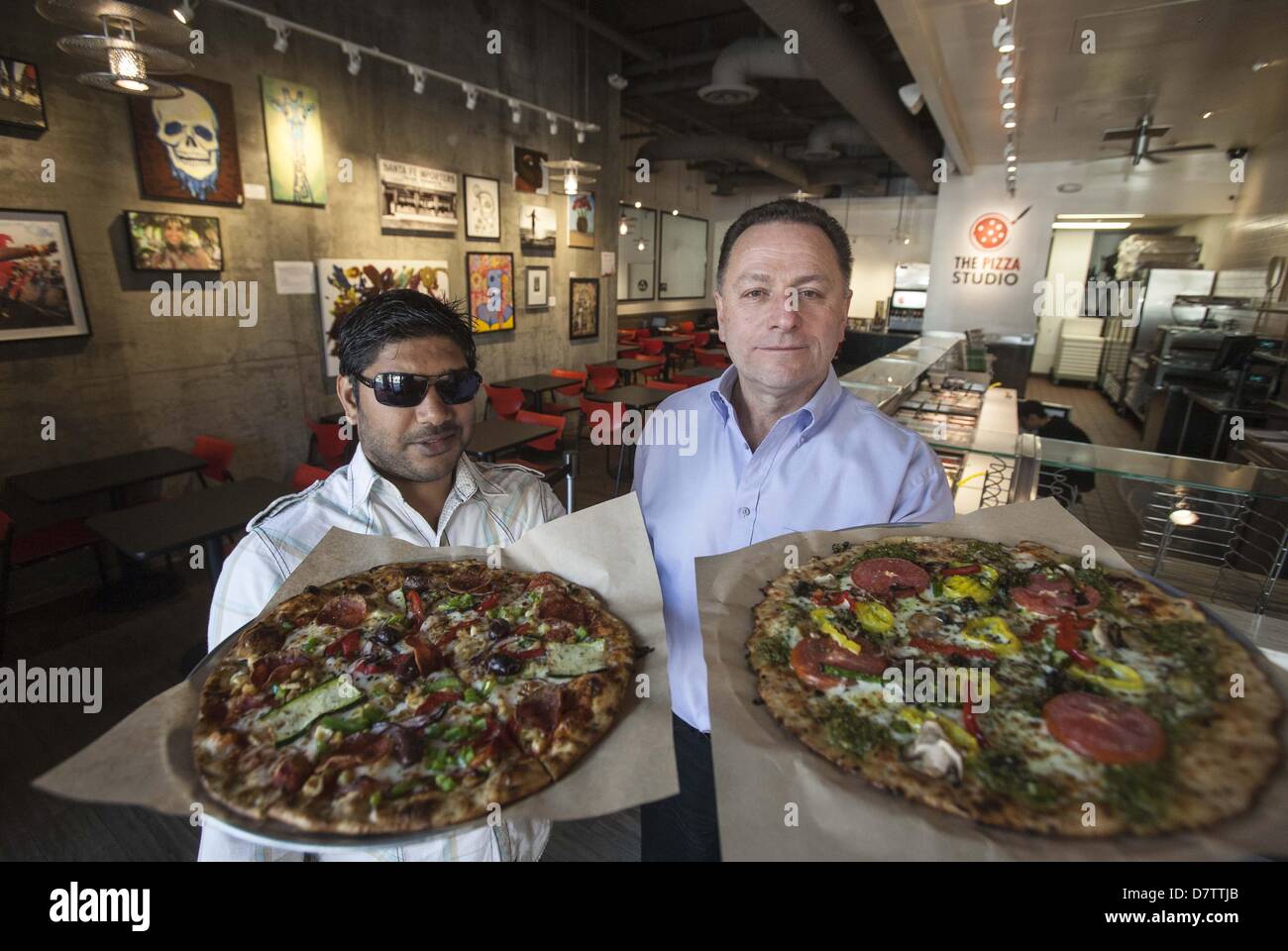 April 22, 2013 - Los Angeles, California, U.S - Samit Varma(L) and Ron ...
