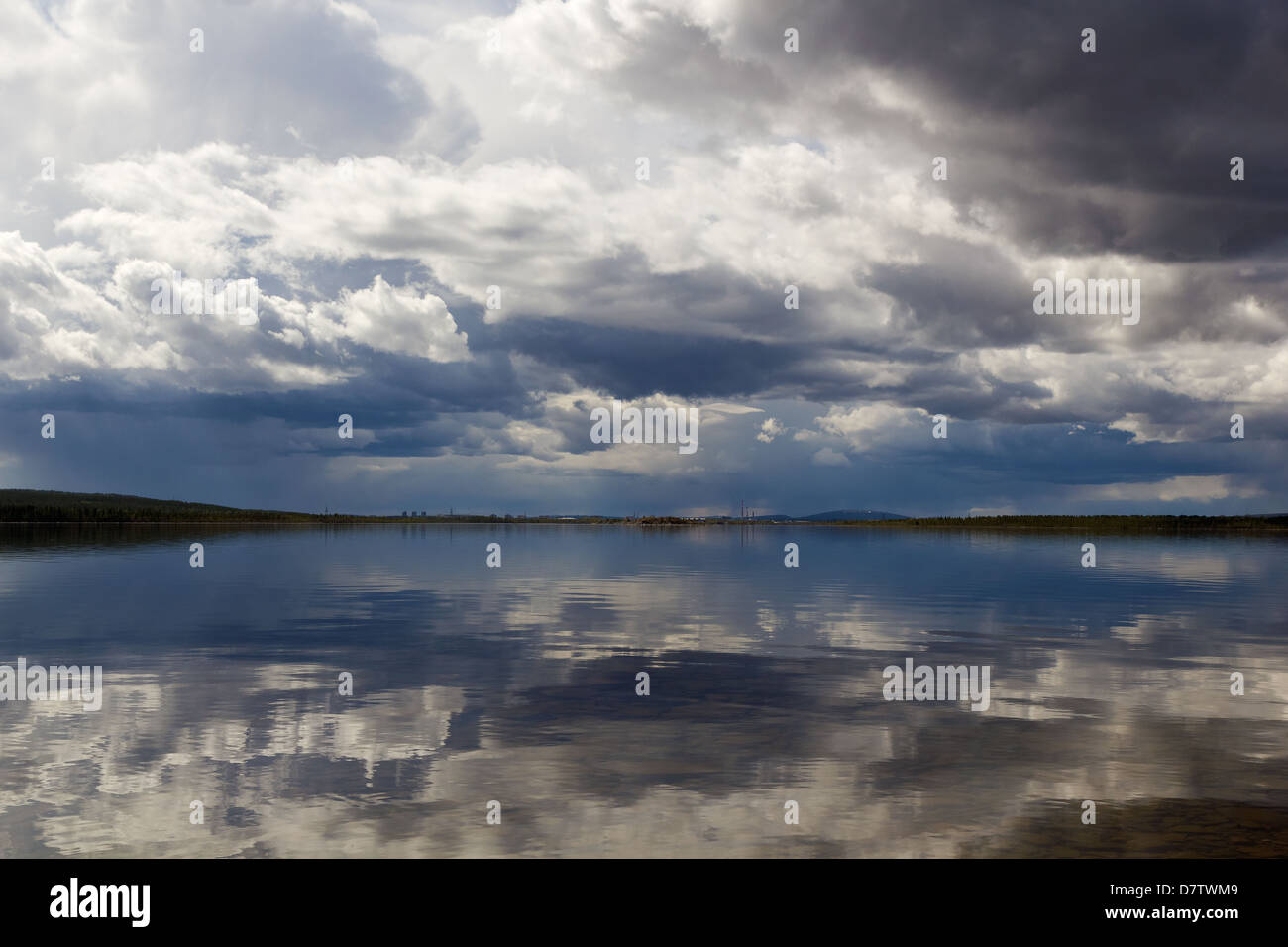 water landscape with clouds and their reflection in the water Stock ...
