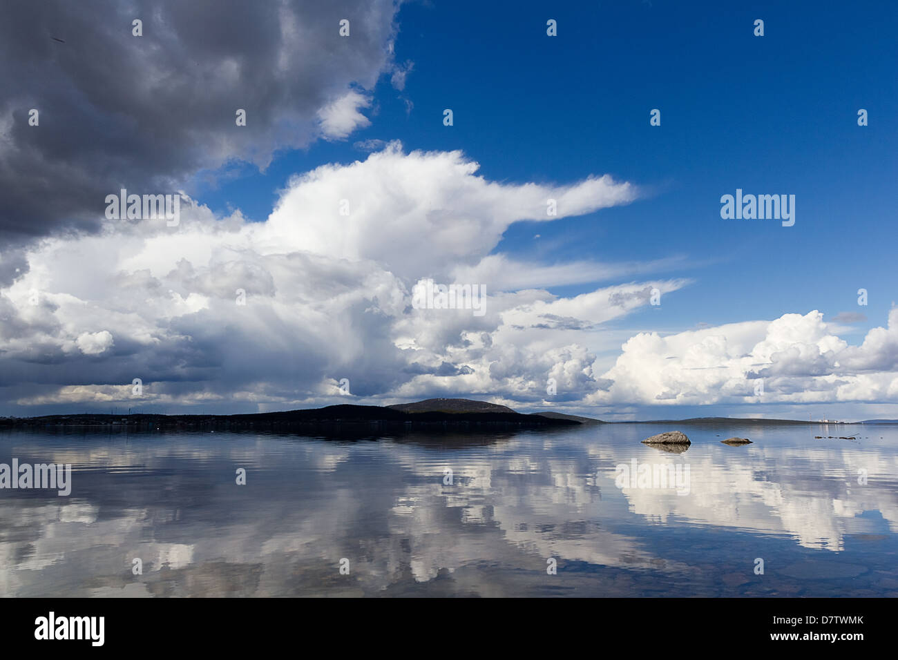 water landscape with clouds and their reflection in the water Stock ...