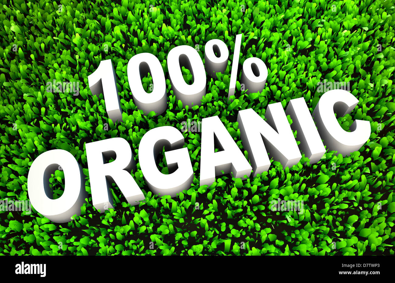 100% Organic Sign on Natural Grass in 3D Stock Photo - Alamy