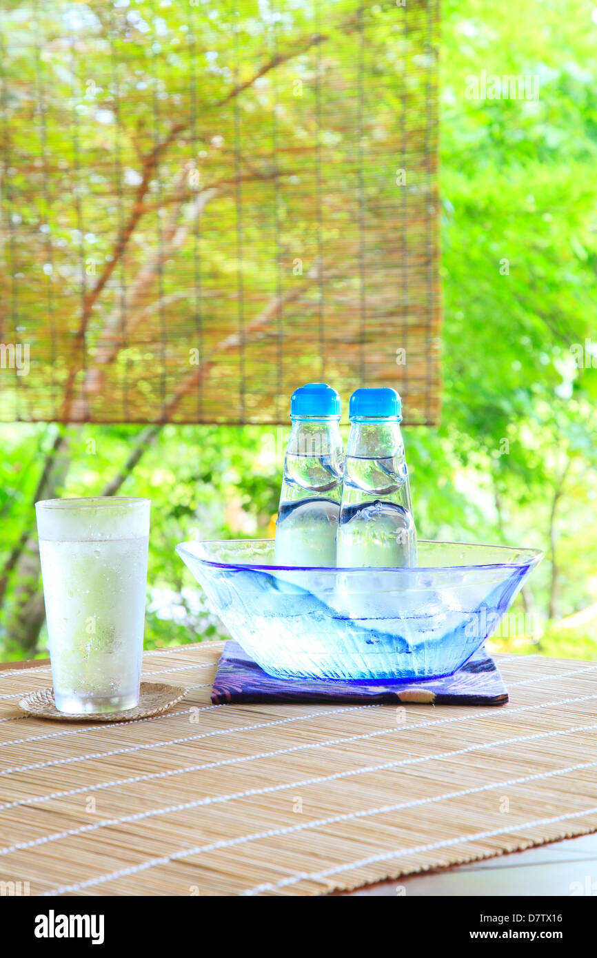 Bamboo blind and soda Stock Photo - Alamy