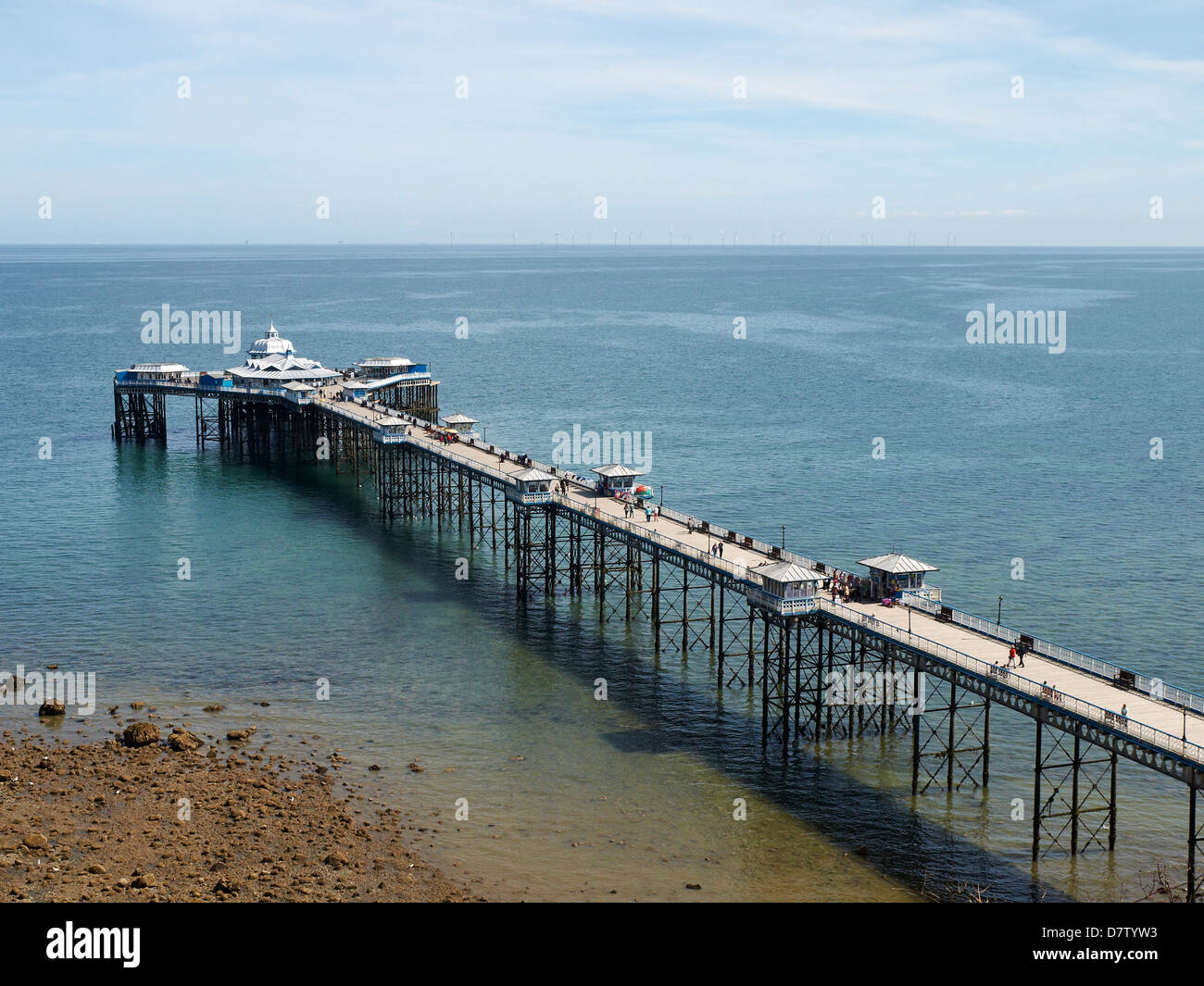 Elevated view of the Victorian Pier in Llandudno North Wales UK Stock ...
