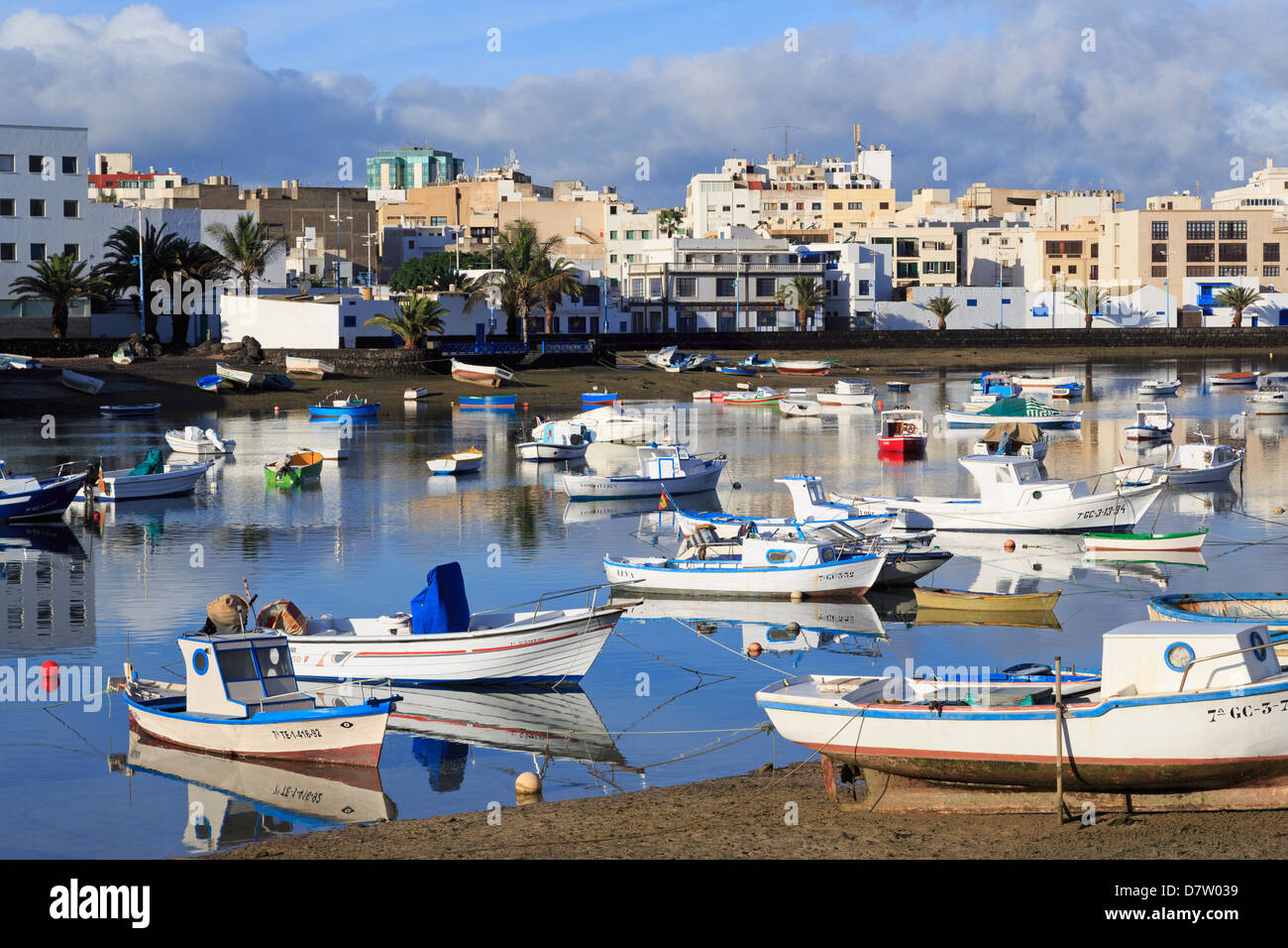 Fishing boats in Charco de San Gines, Arrecife, Lanzarote Island ...