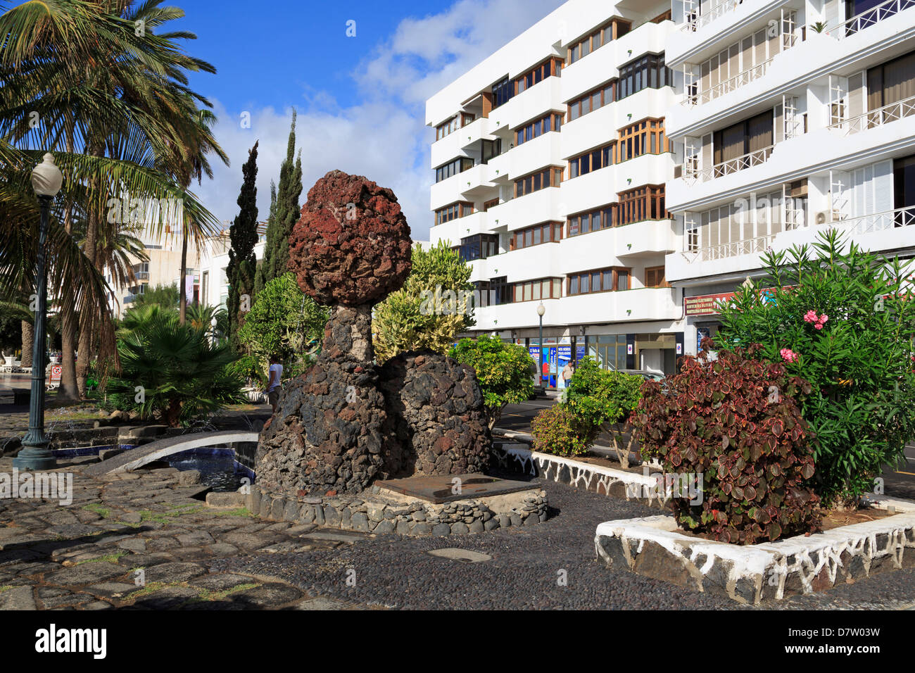 Volcanic rock on the waterfront, Arrecife, Lanzarote Island, Canary ...