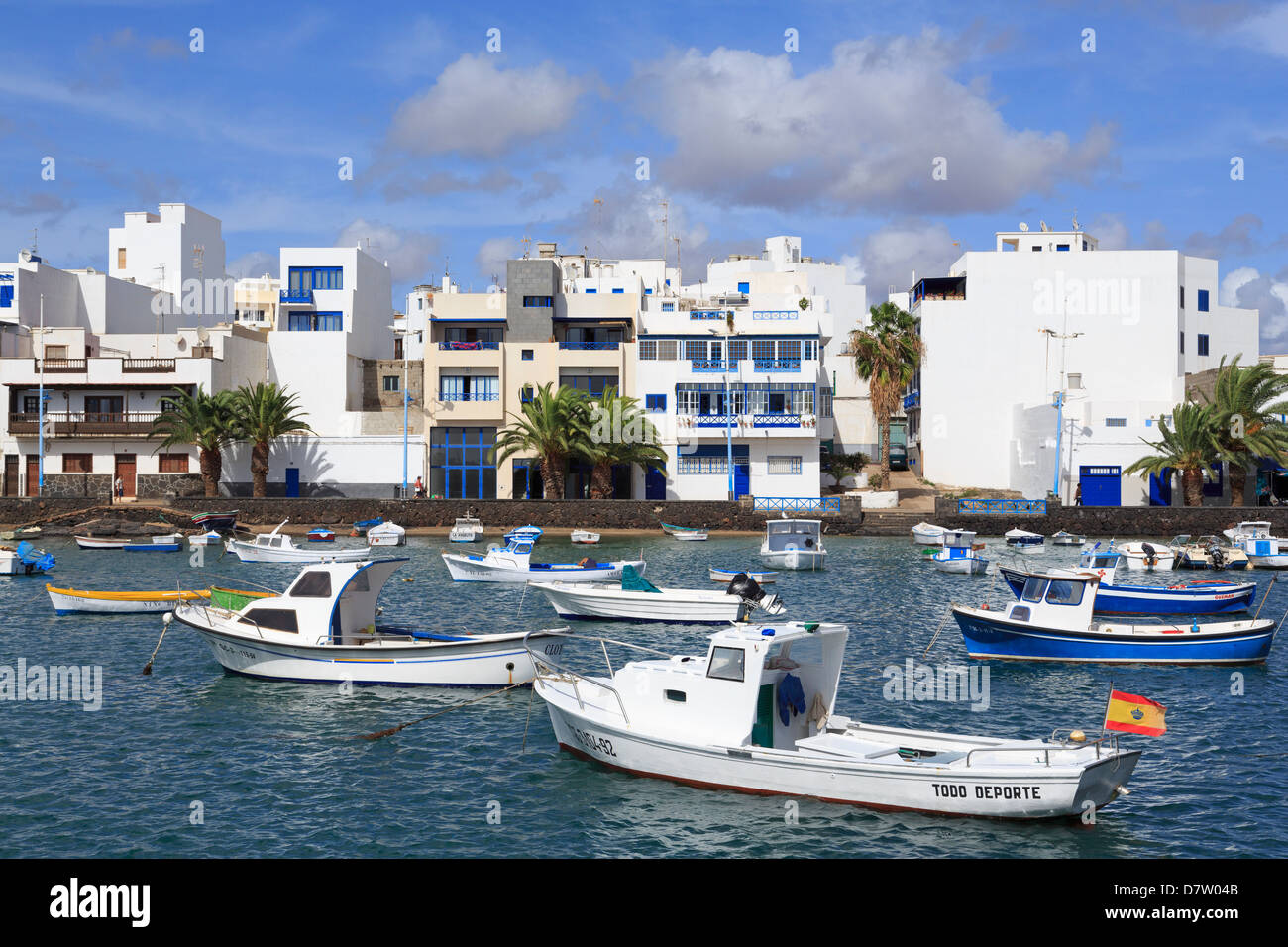 Boats in Charco de San Gines, Arrecife, Lanzarote Island, Canary ...