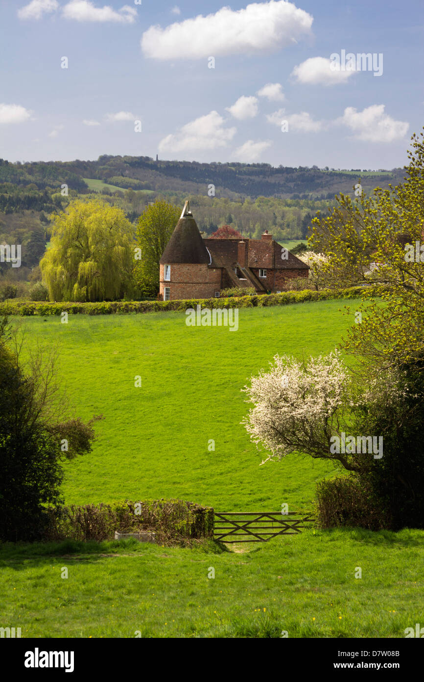 Converted Oast House and view to Brightling Needle Folly (looking south ...