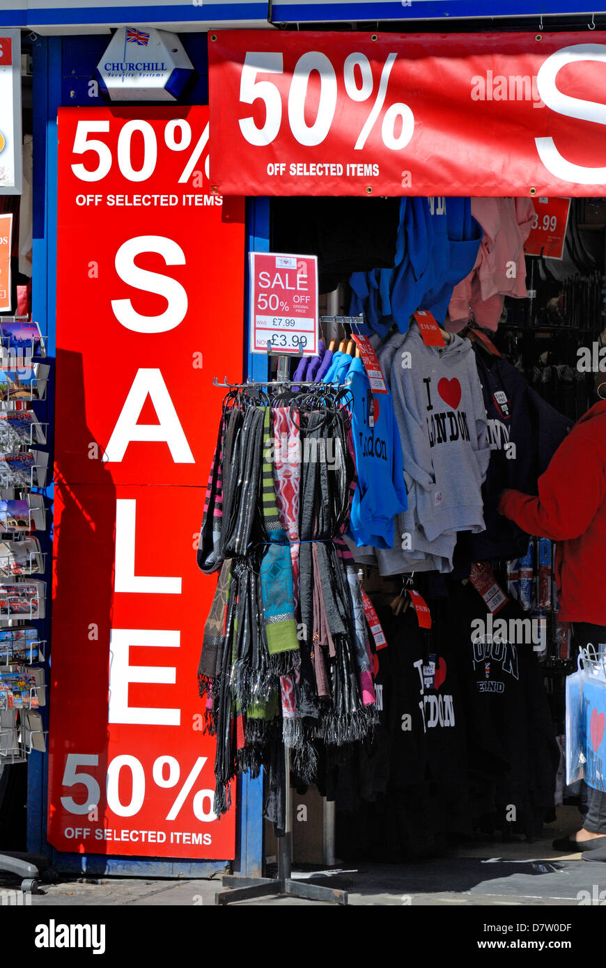 London, England, UK. 50% off sale at souvenir shop Stock Photo - Alamy