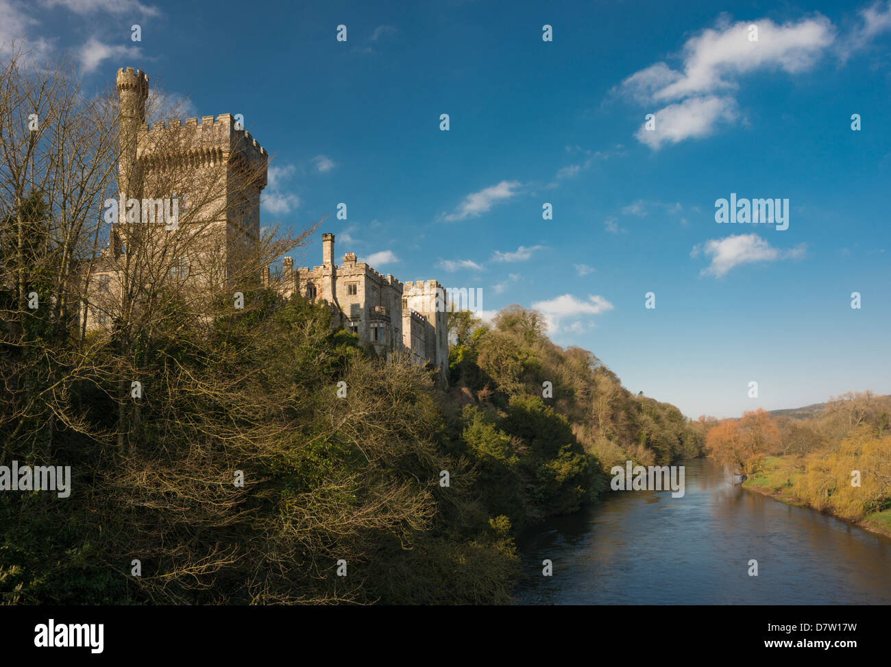Lismore Castle, the birthplace of scientist Robert Boyle, on the bank ...
