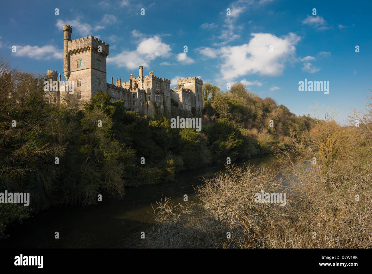 Lismore Castle, the birthplace of scientist Robert Boyle, on the bank ...