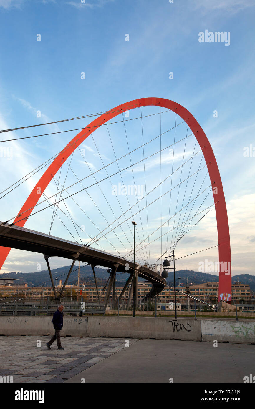The Olympic Arch of Turin, a pedestrian bridge, symbol of the XX ...