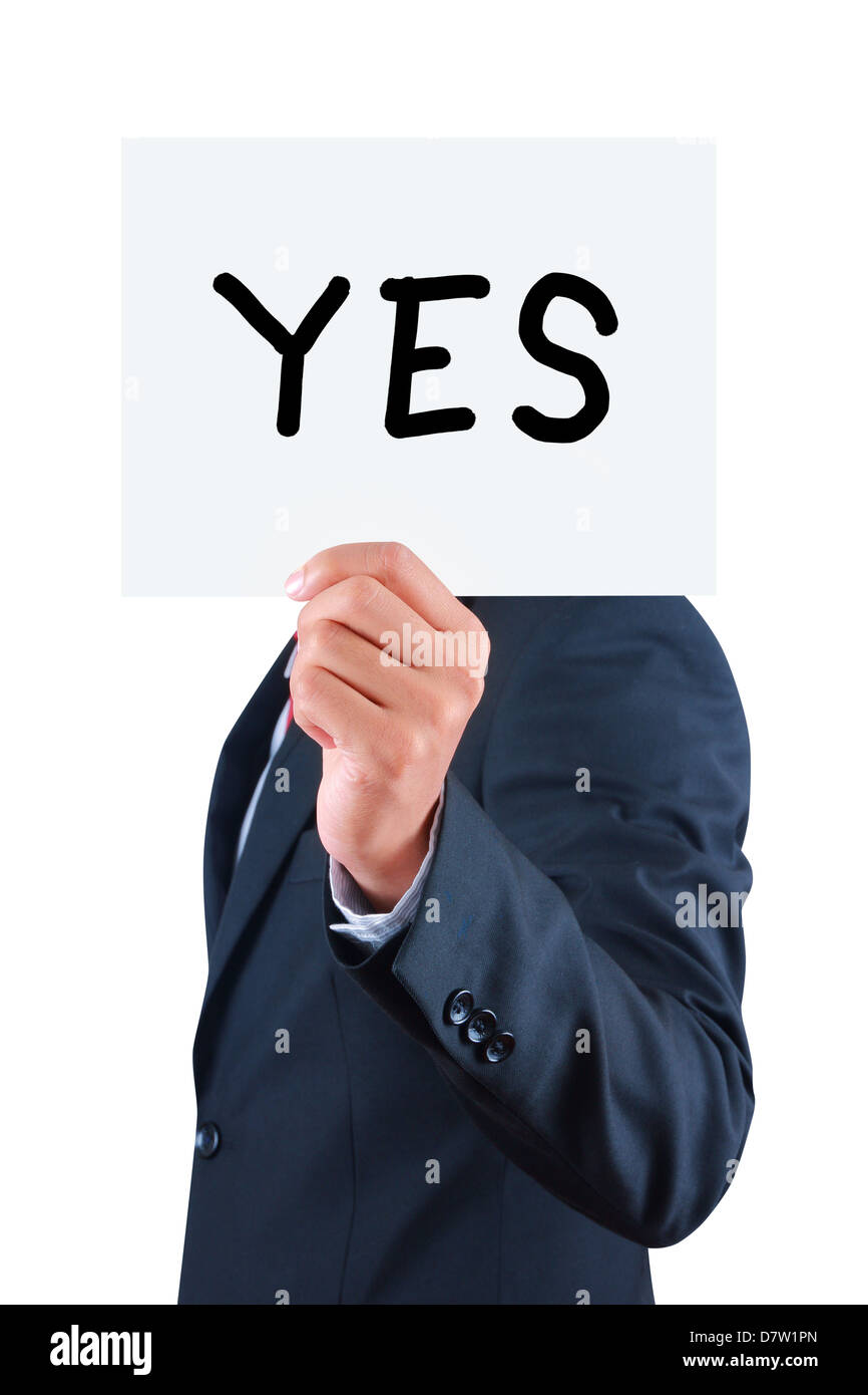 Businessman show idea on the paper on hand Stock Photo - Alamy
