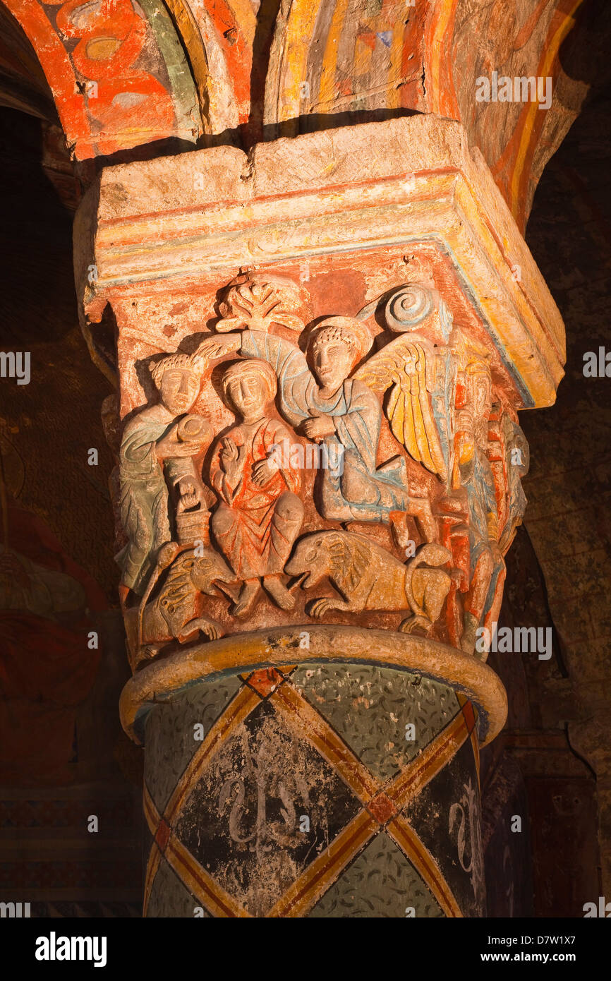 Painted bas relief in Eglise Sainte Radegonde, Poitiers, Vienne, Poitou ...