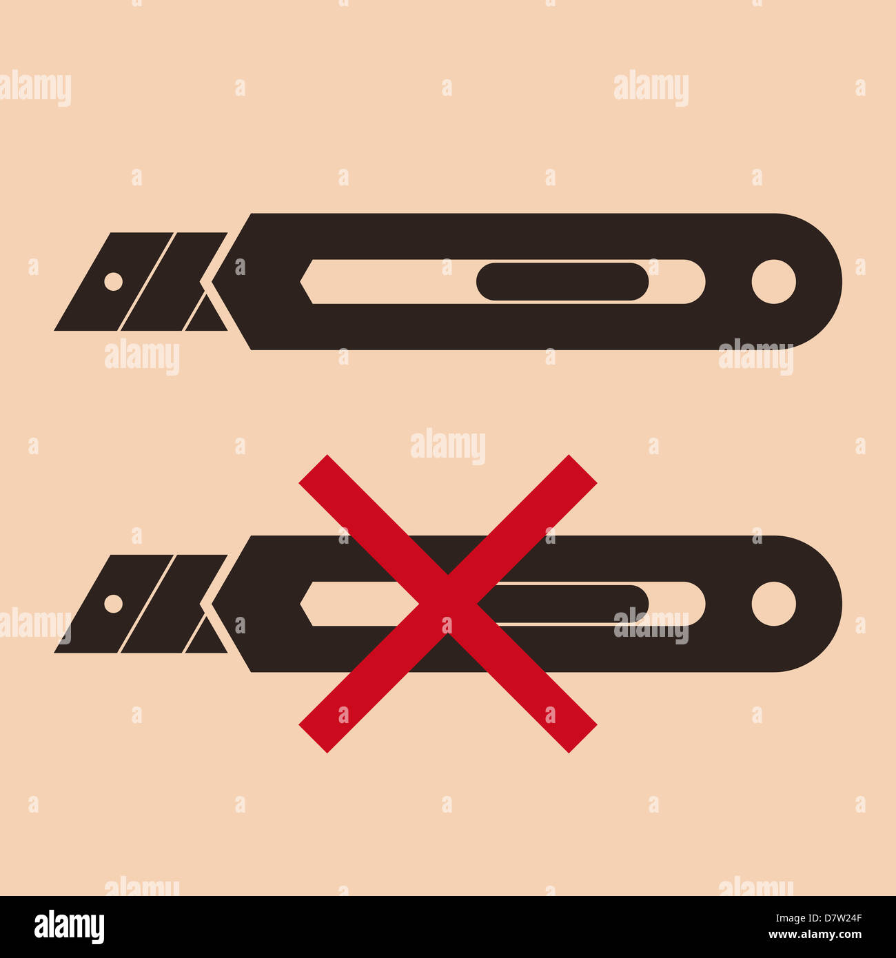 Cutter knife - packing sign Stock Photo - Alamy