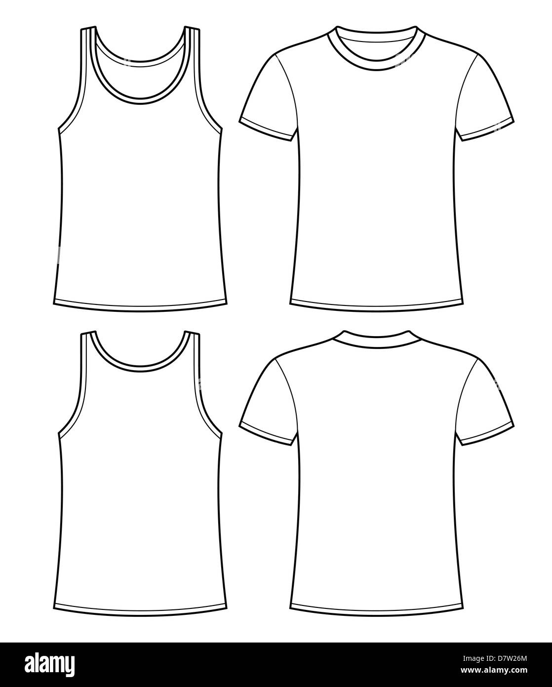 Singlet and T-shirt template - front and back Stock Photo - Alamy