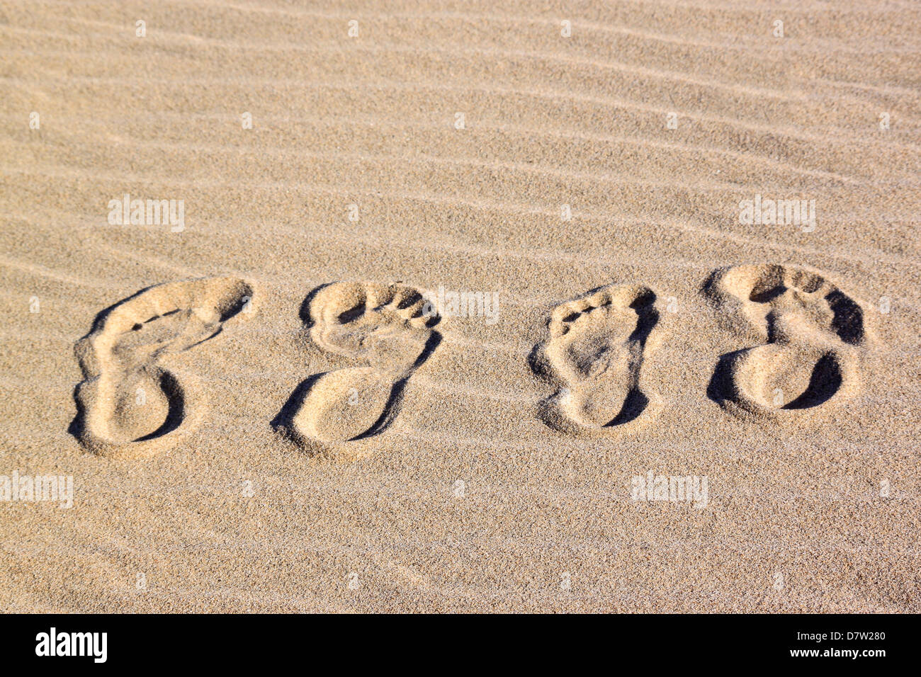 Two foot prints in the sand, St. Lucia Wetlands, Kwa-Zulu Natal, South ...