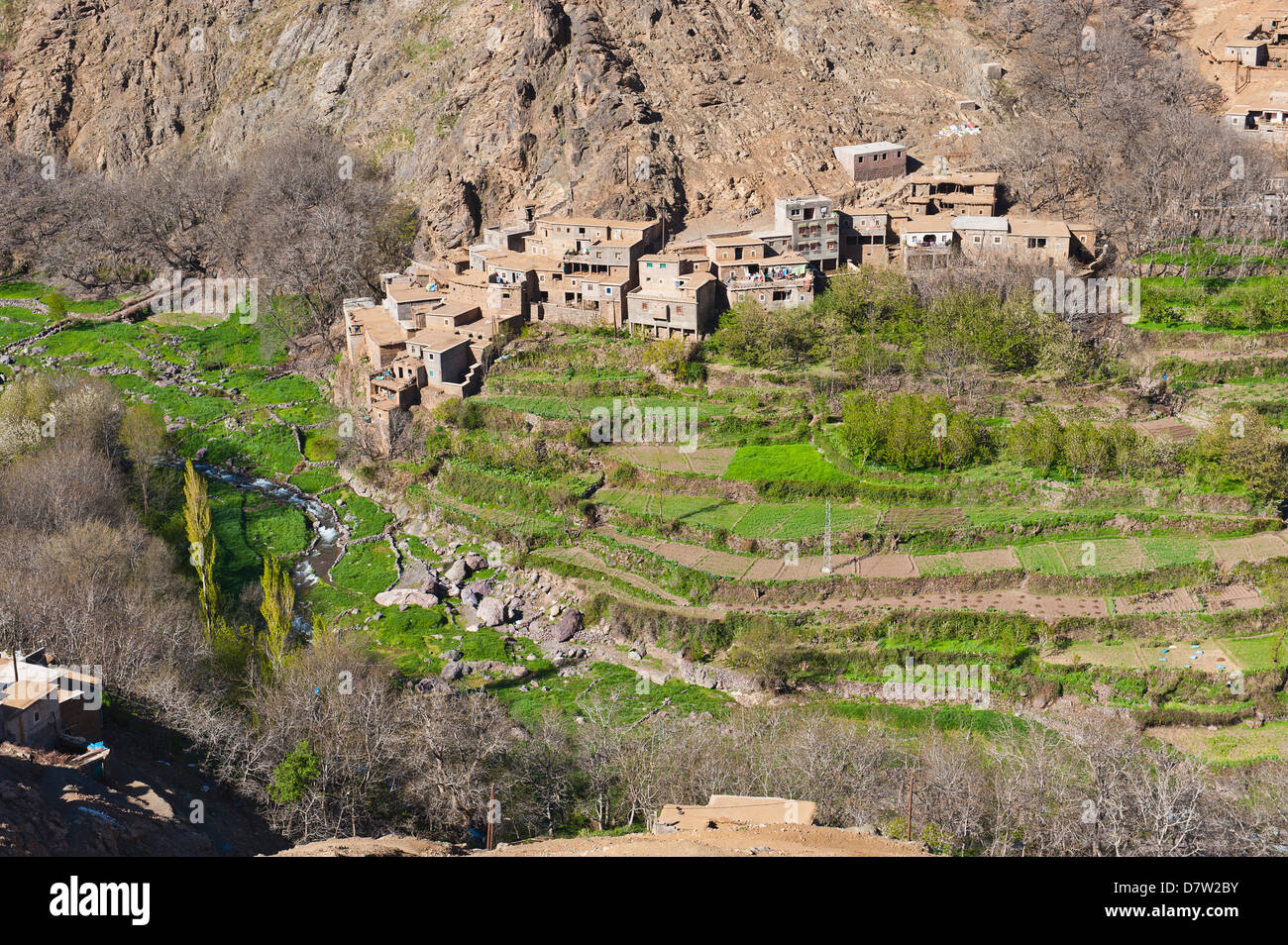 Berber village at the foot of Tizi n Tamatert, High Atlas Mountains ...