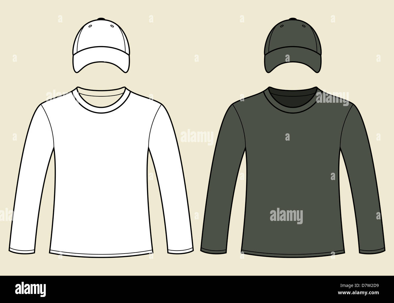 Long-sleeved T-shirt and cap template Stock Photo - Alamy