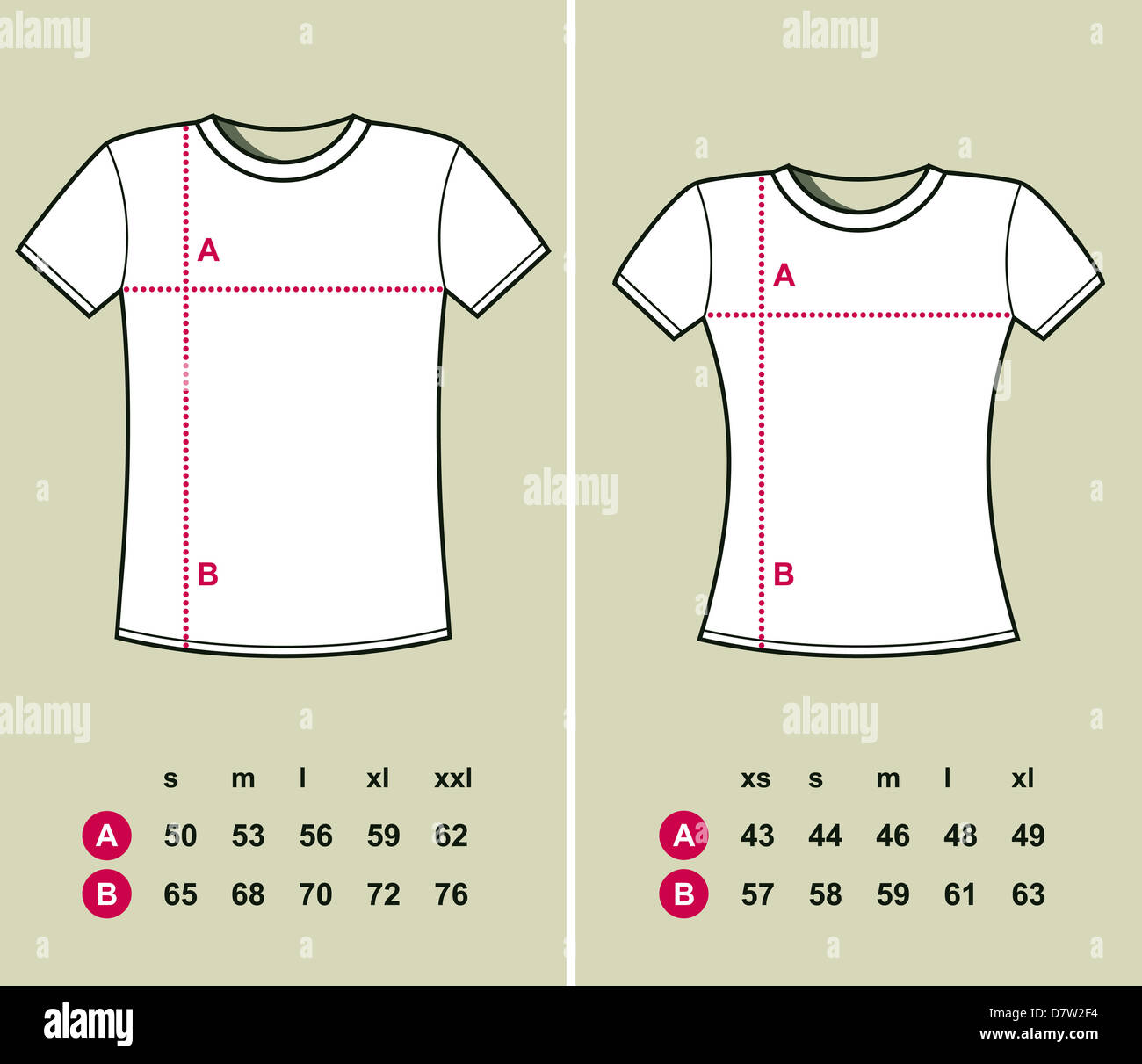 T shirt design size chart hi-res stock photography and images - Alamy