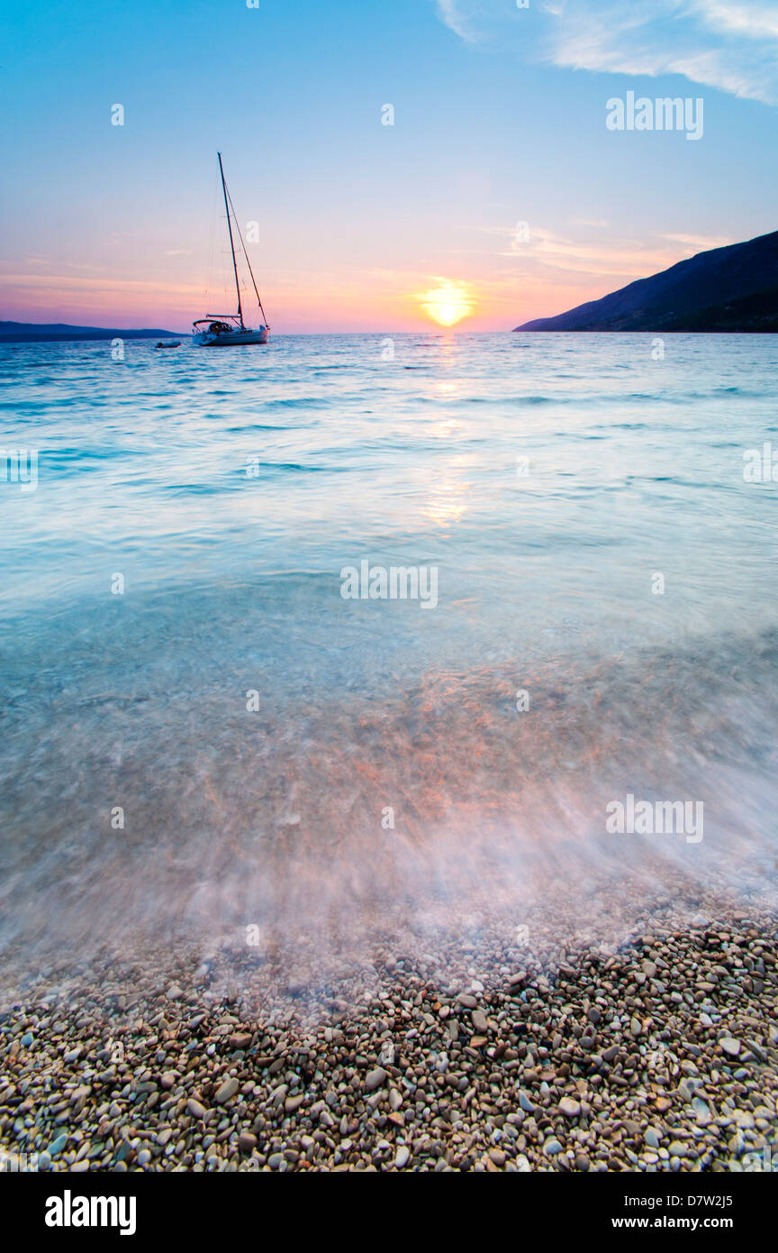 Adriatic Sea off Zlatni Rat Beach at sunset, Bol, Brac Island ...