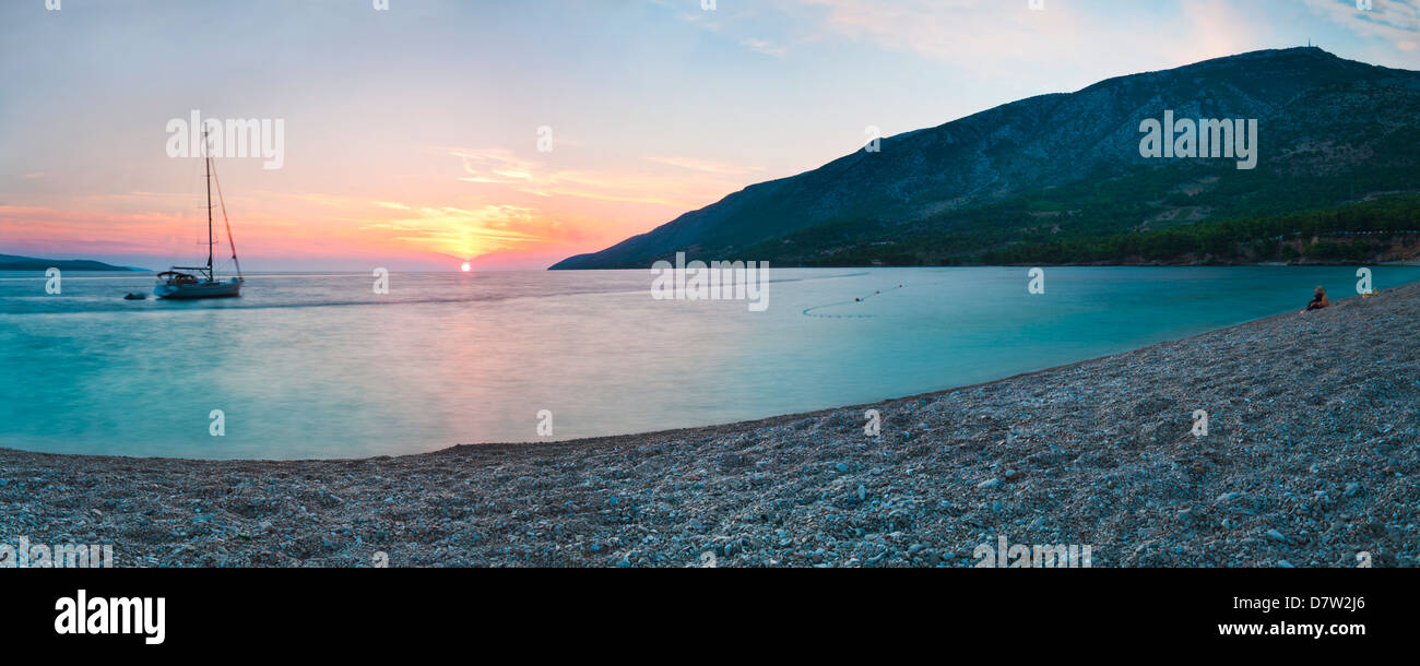 Brac Island, Zlatni Rat Beach at sunset, Bol, Dalmatian Coast, Adriatic ...