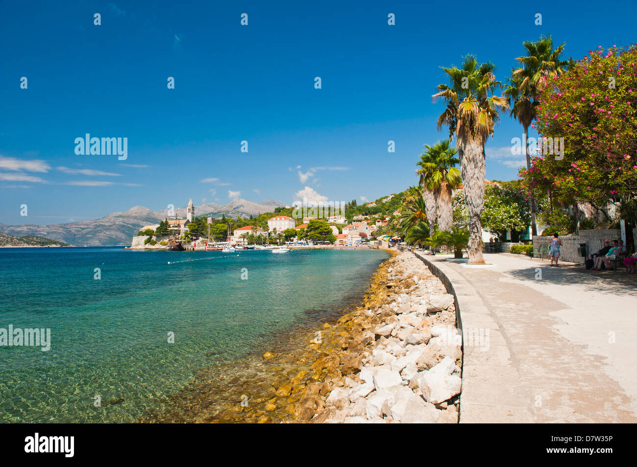 Franciscan Monastery and the waterfront, Lopud Island, Elaphiti Islands ...