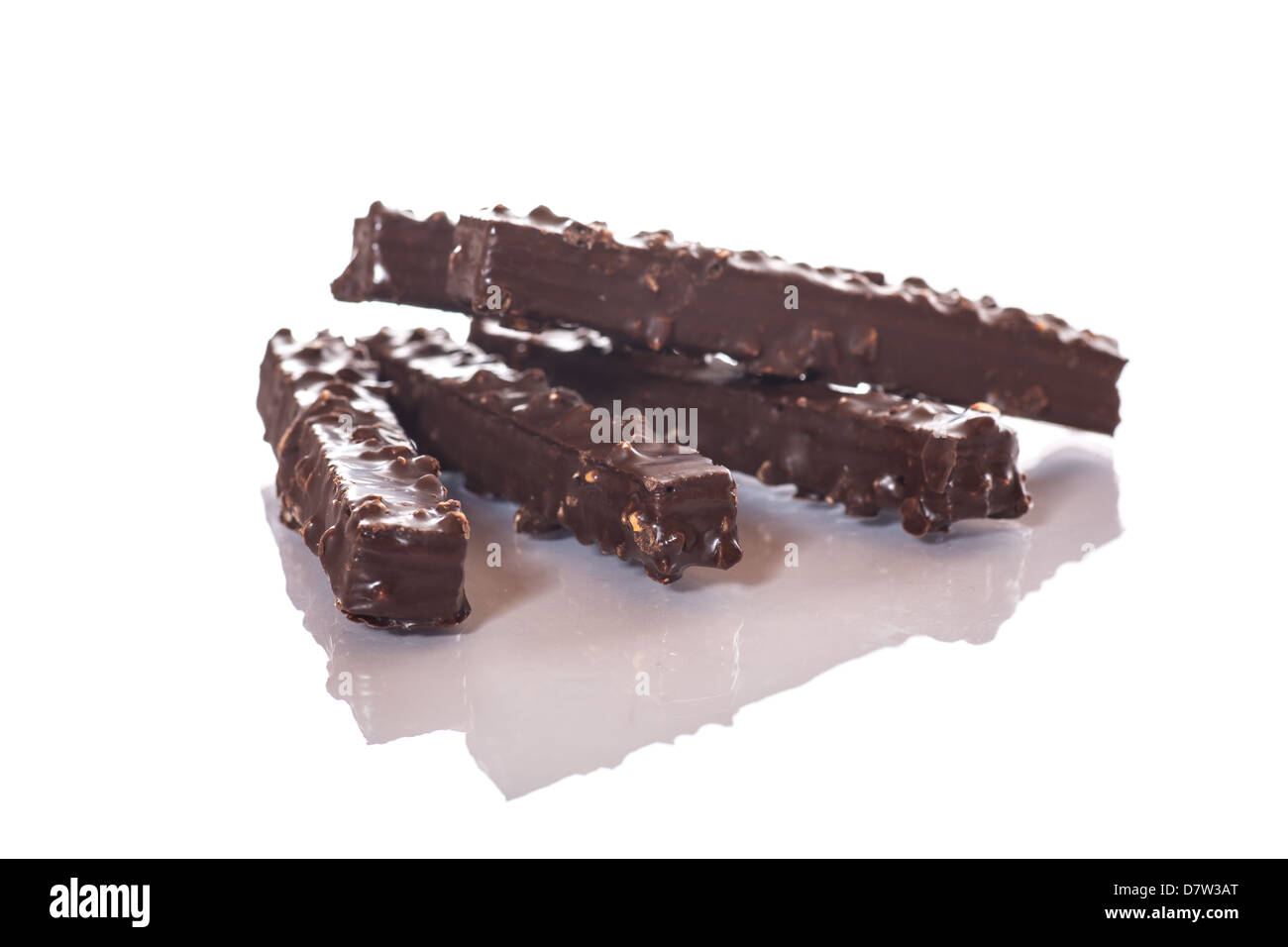 sweet chocolate sticks on a white background Stock Photo - Alamy